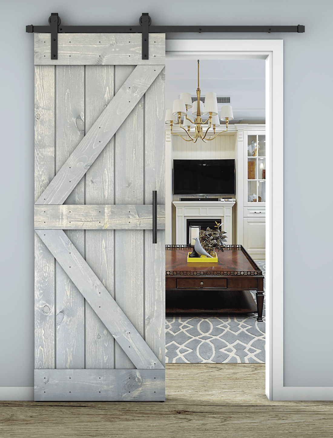 Essencaliy 30in x84in Solid Wood Barn Door Made-in-USA Finished Rustic ...