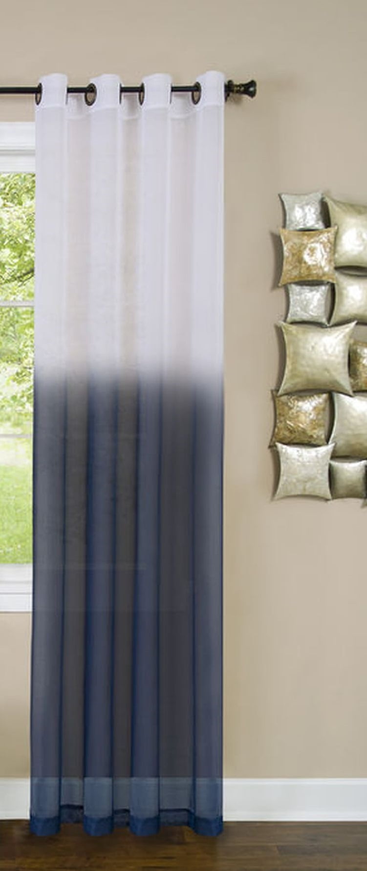 Essence Blue Fade Modern Window Curtain Panel, 52" x 84", Panel w ...