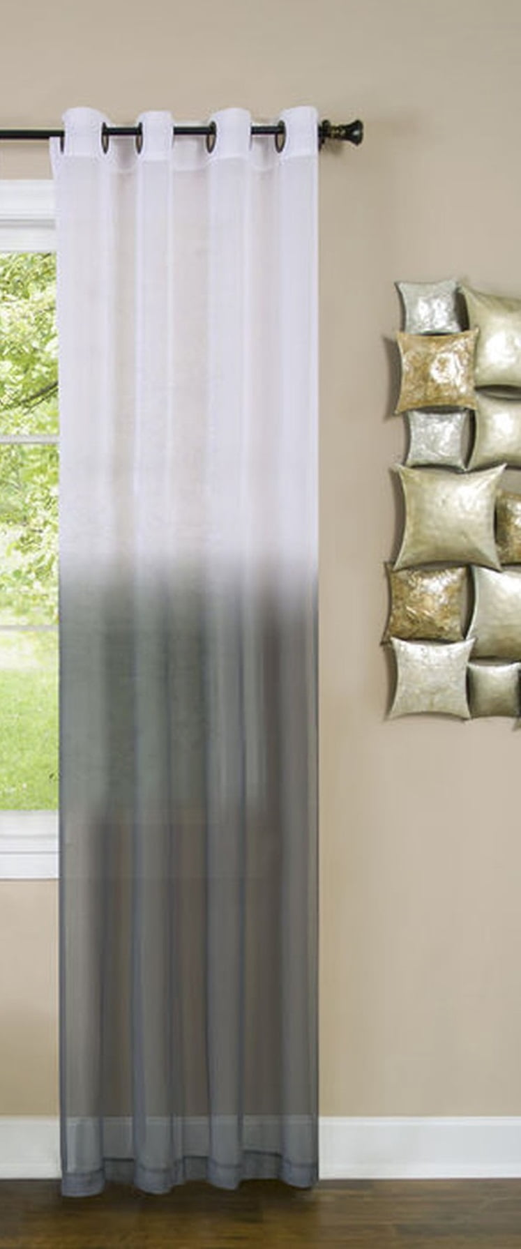 Essence Charcoal Fade Modern Window Curtain Panel, 52" x 63", Panel w ...