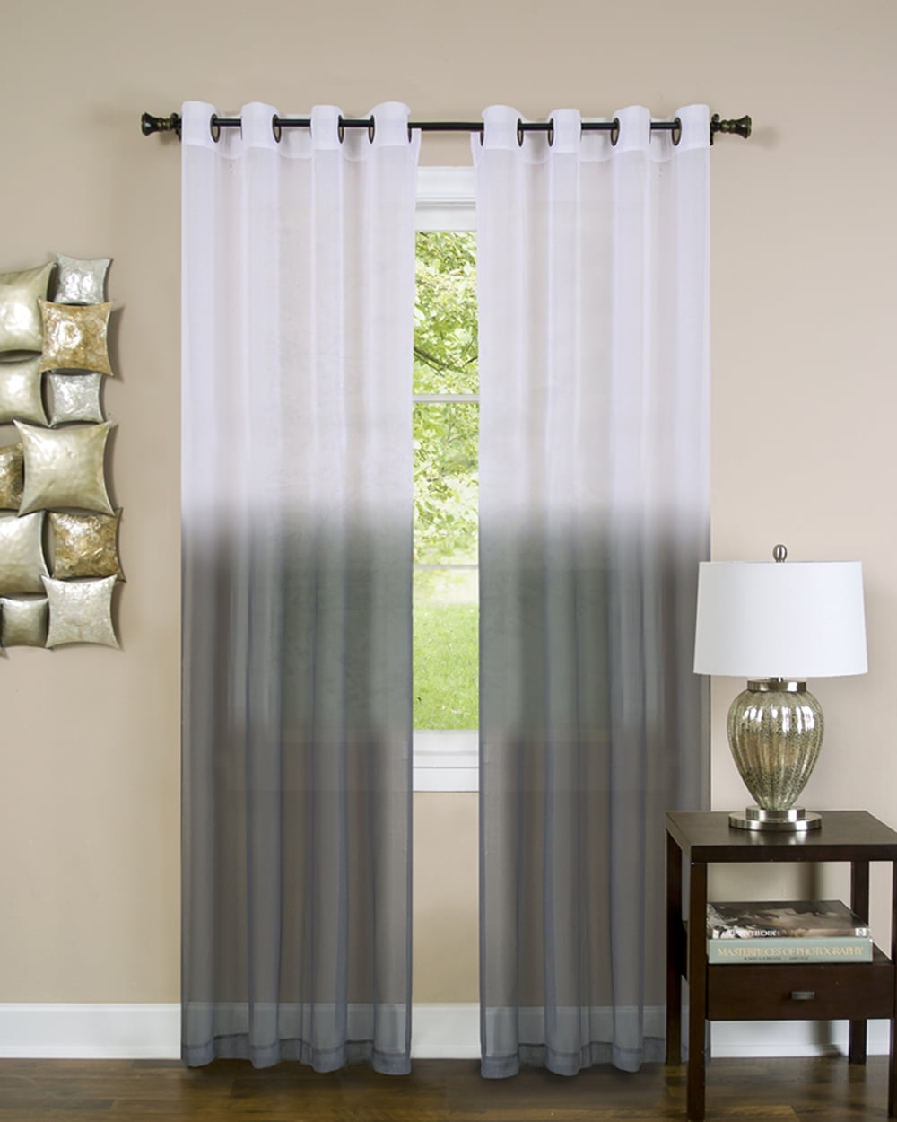 Essence Charcoal Fade Modern Window Curtain Panel, 52" x 84", Panel w ...