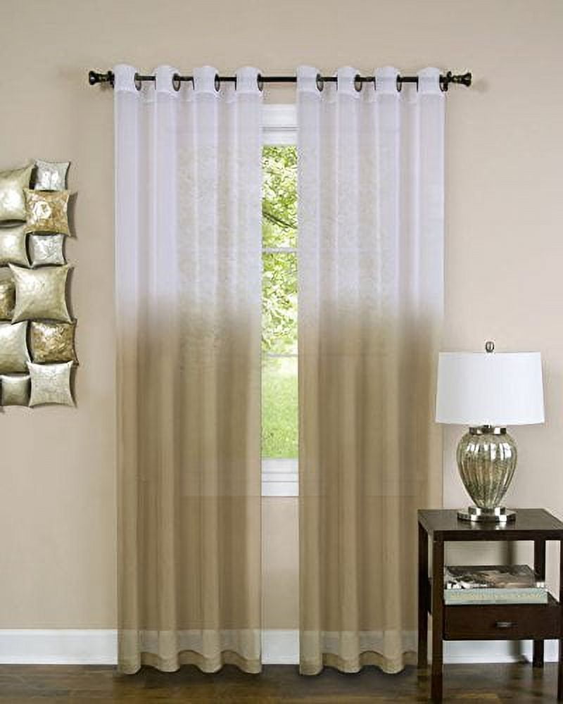 Essence Tan Fade Modern Window Curtain Panel, 52" x 63", Panel w ...