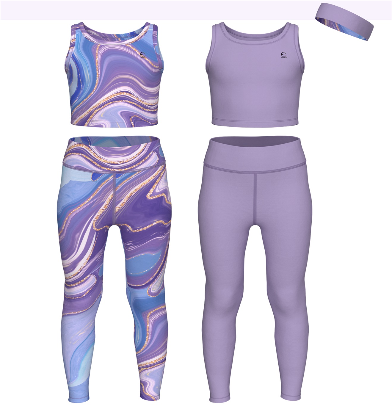 Essenclo Girls Athletic Leggings Yoga Pants w/ Sleeveless Crop Tank ...