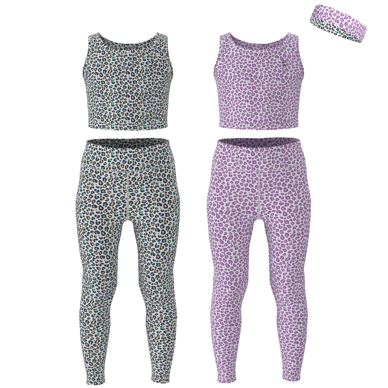 Essenclo Girls Athletic Set, Crop Top and Leggings, Size 3-16, 5 Pc Set ...