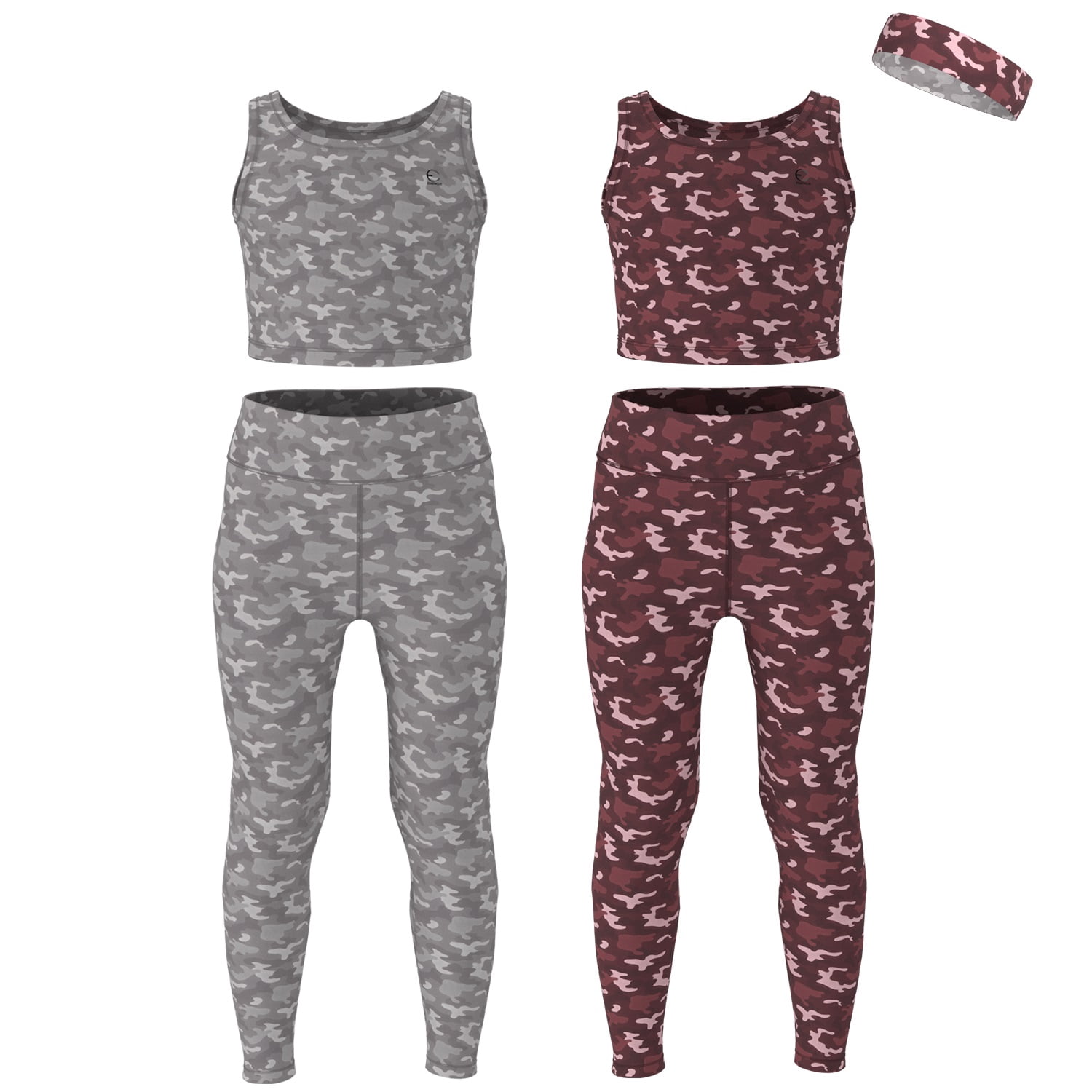 Essenclo Girls Athletic Set, Crop Top and Leggings, Size 3-16, 5 Pc Set ...