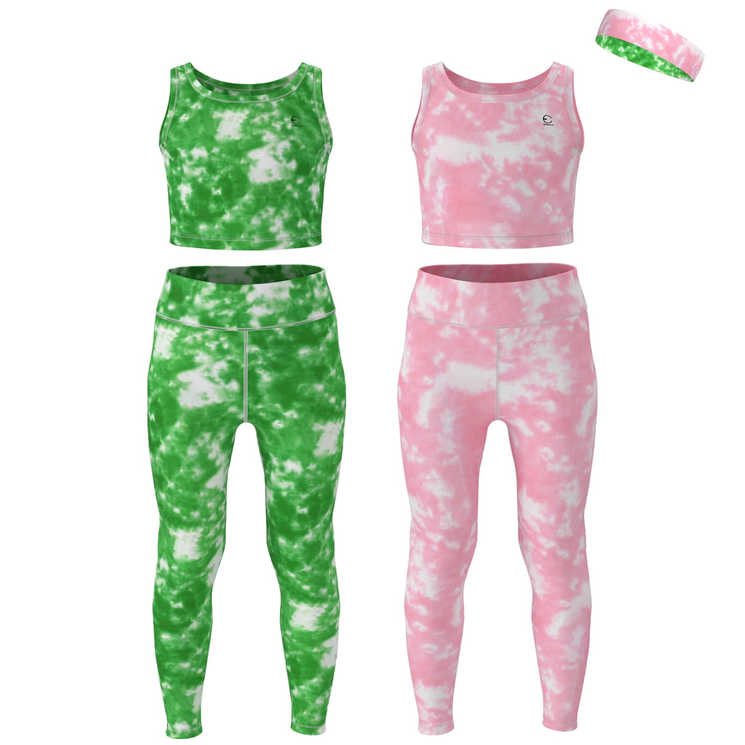 Essenclo Girls Athletic Set, Crop Top and Leggings, Size 3-16, 5 Pc Set ...