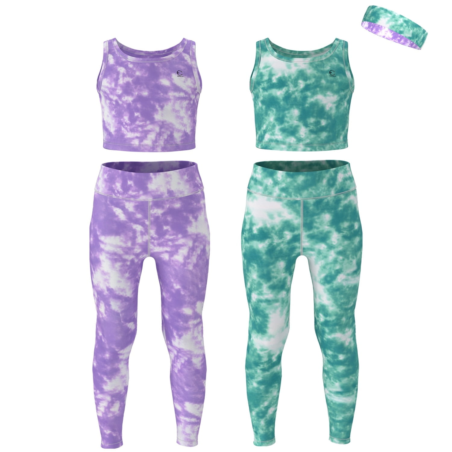 Essenclo Girls Athletic Set, Crop Top and Leggings, Size 3-16, 5 Pc Set ...