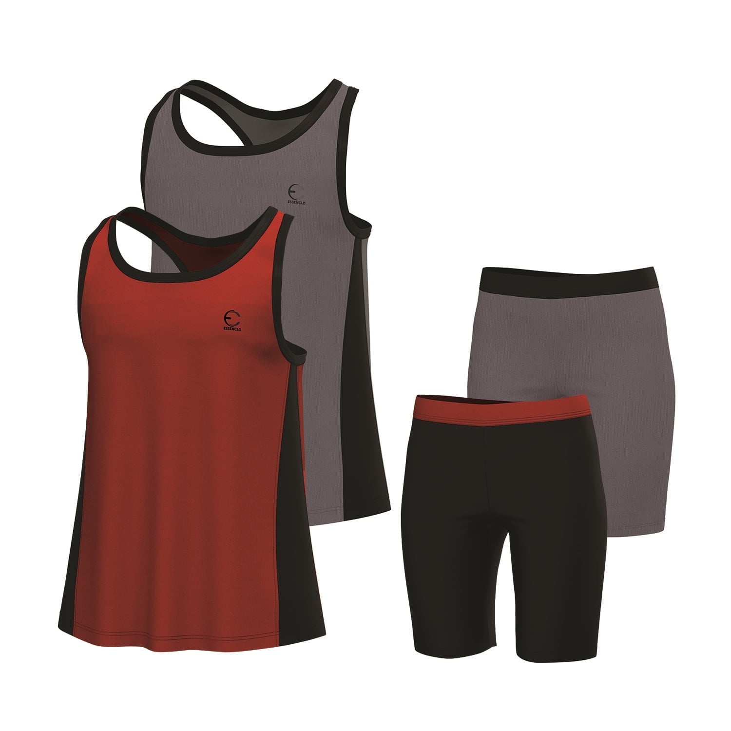 Essenclo Girls Summer Set, Tank Top and Athletic Shorts, 4 Pc Set ...