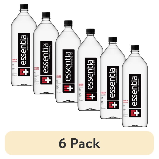 (6 pack) Essentia Bottled Water, 1.5 Liter Bottle, Ionized Alkaline ...