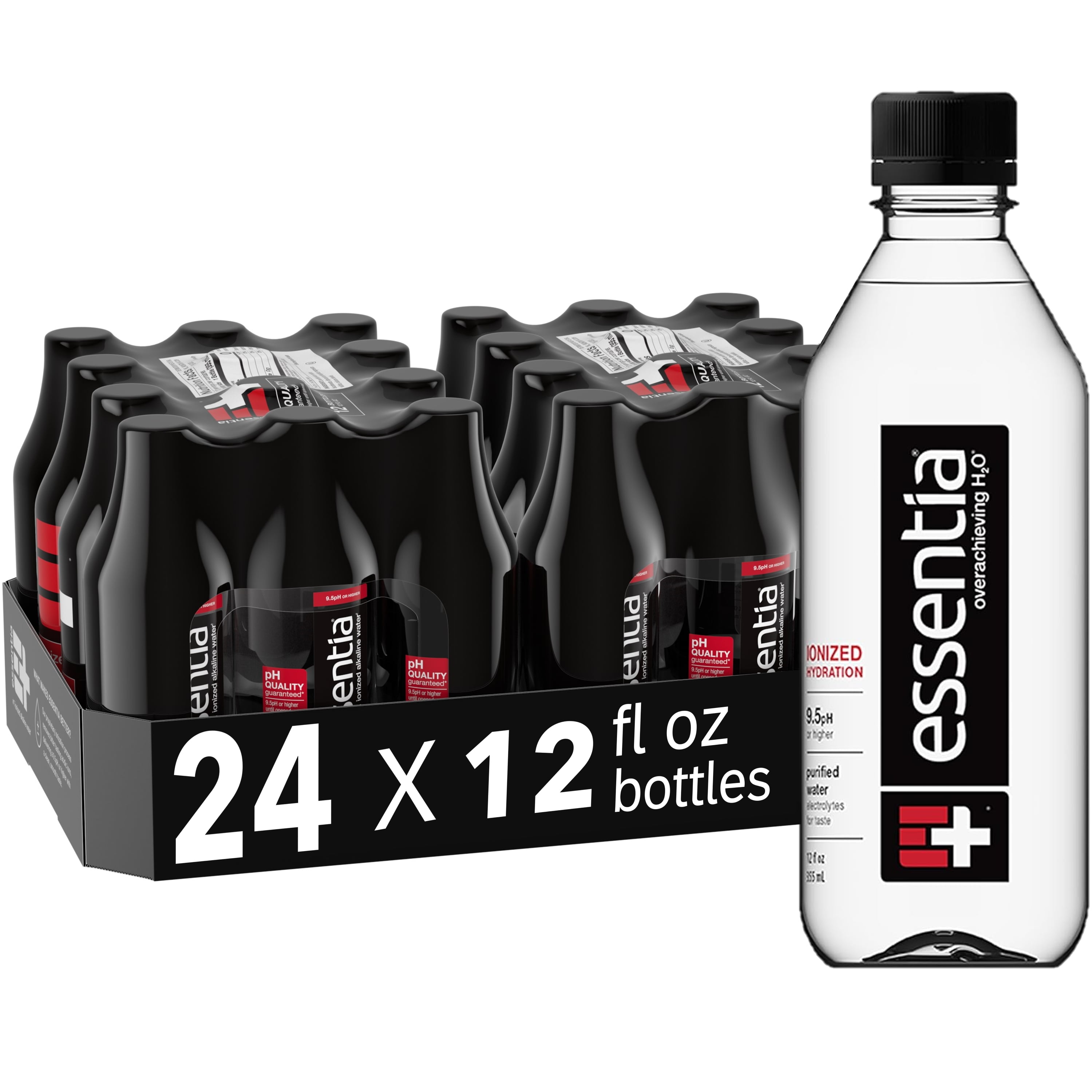 Essentia Bottled Water, Ionized Alkaline Water, 12 fl oz Each, 24 ...