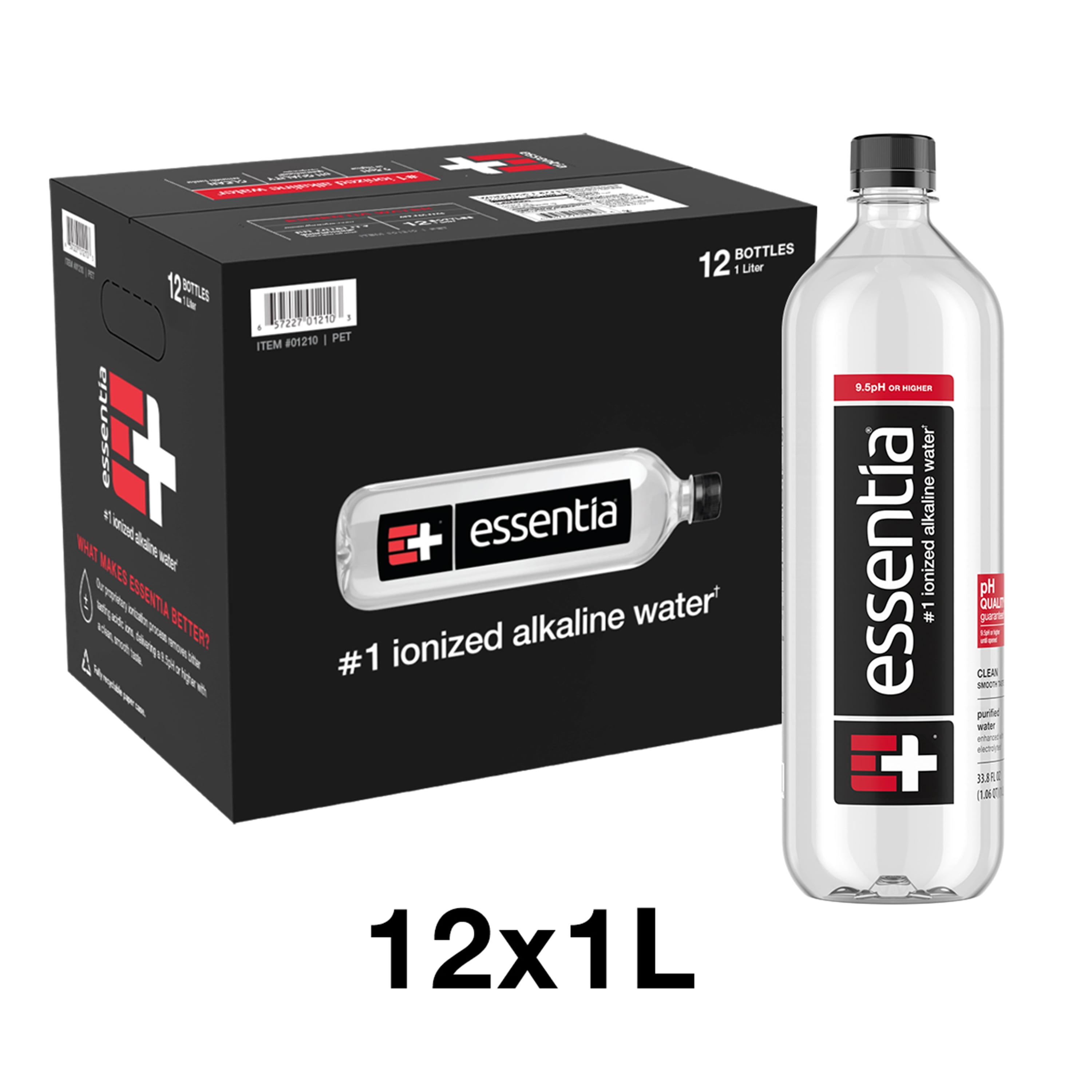 Essentia Purified Ionized Alkaline Water, Pure Drink, 1L Bottles, Case ...