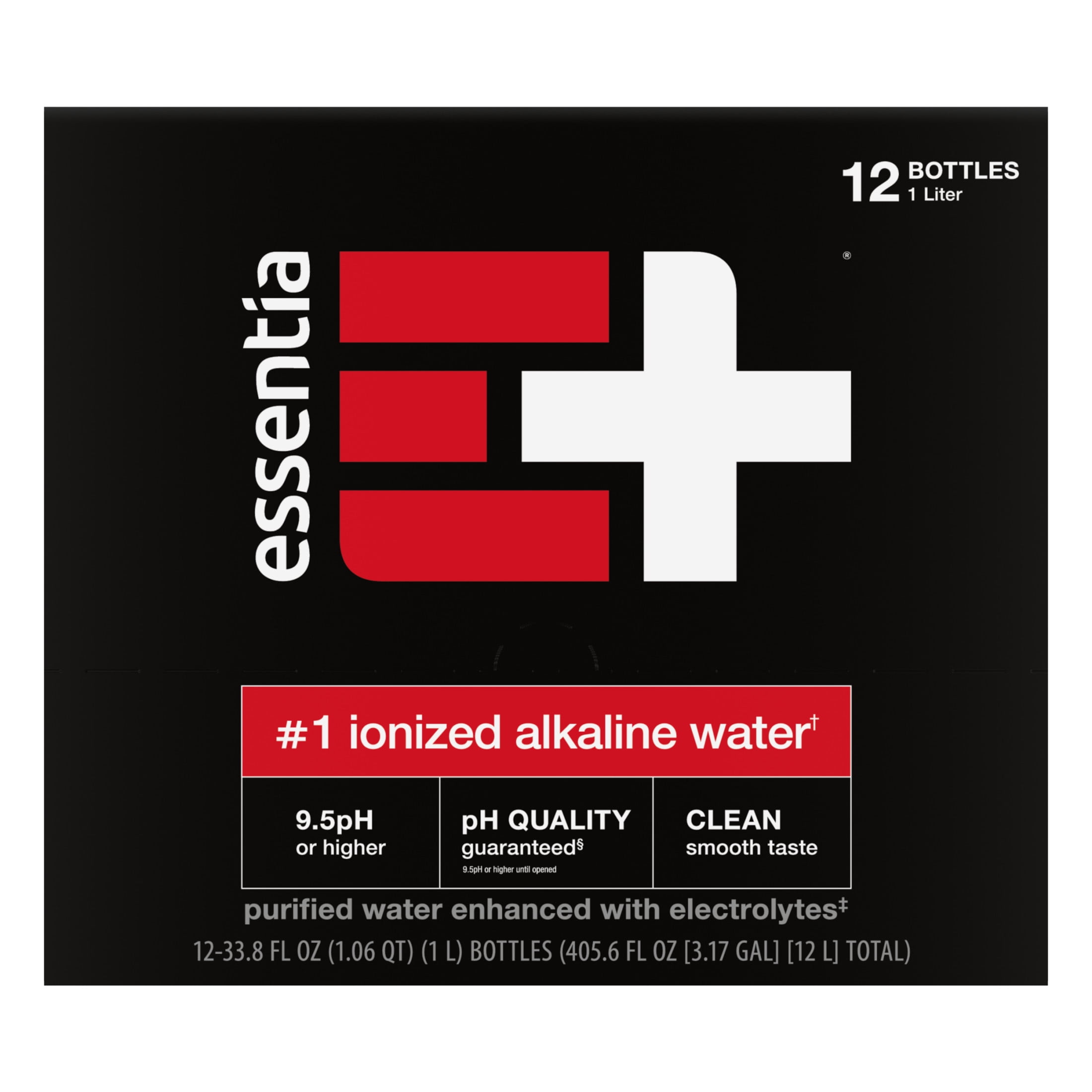 Essentia Purified Ionized Alkaline Water, Pure Drink, 1L Bottles, Case ...