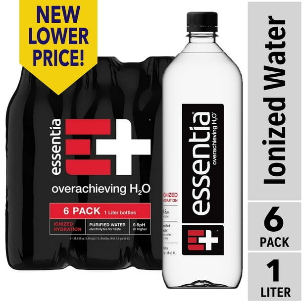 Essentia Bottled Water, Ionized Alkaline Water, 1L Each, 6 Bottles ...