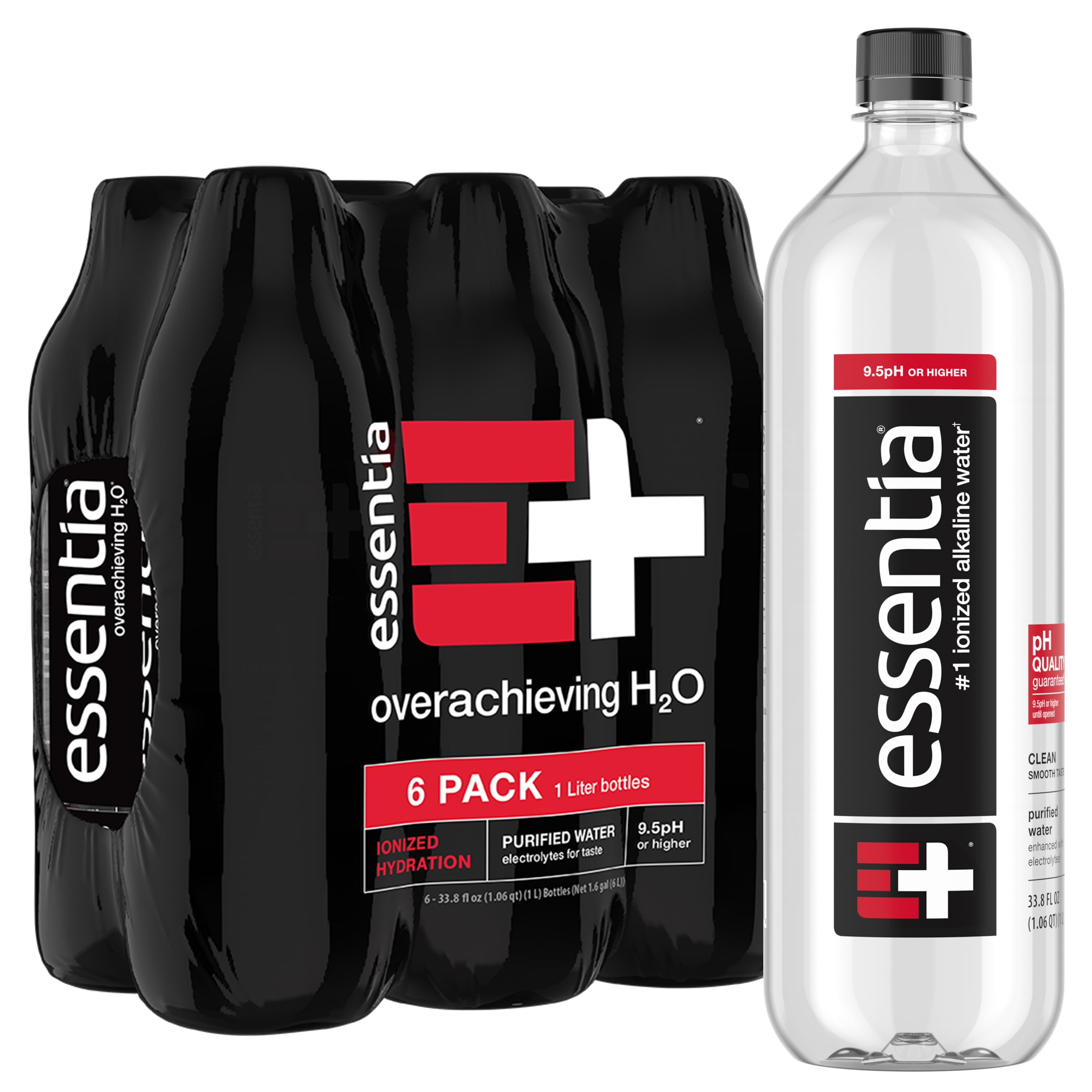 Essentia Bottled Water, Ionized Alkaline Water, 1L Each, 6 Bottles ...