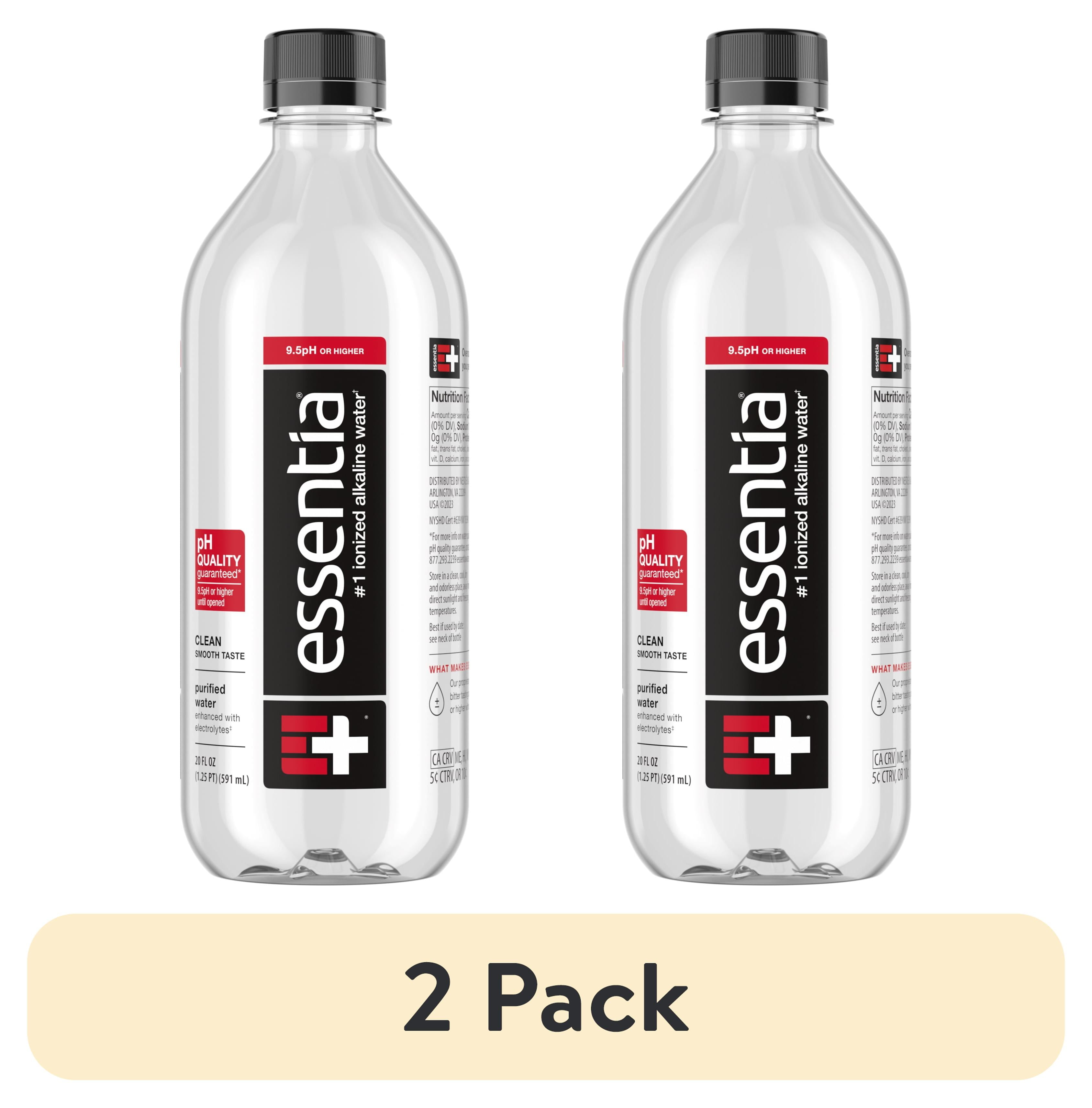 (2 pack) Essentia Bottled Water, Ionized Alkaline Water, 20 fl oz, 1 ...