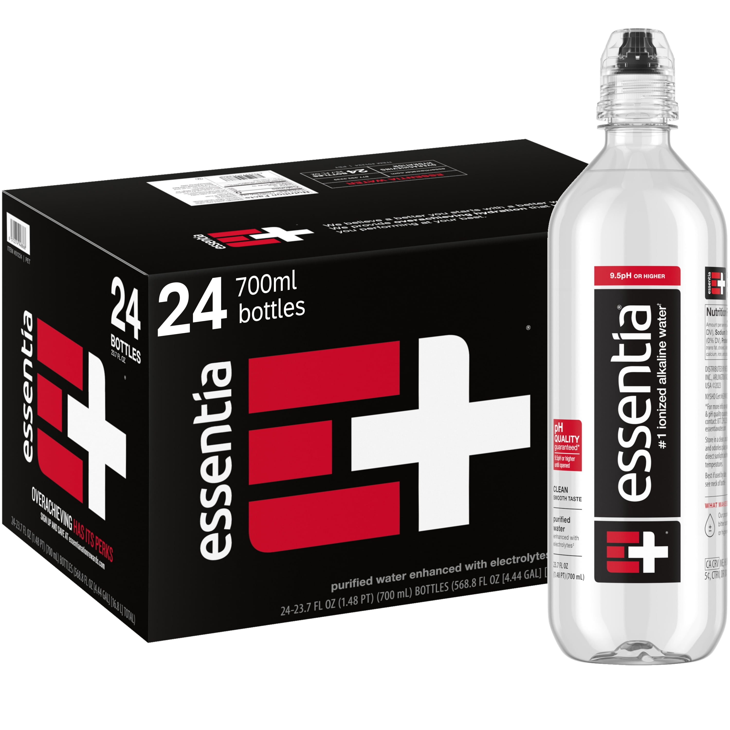 Essentia Pure Drinking Water, Ionized Alkaline, 700ml, 24 Bottles Case ...