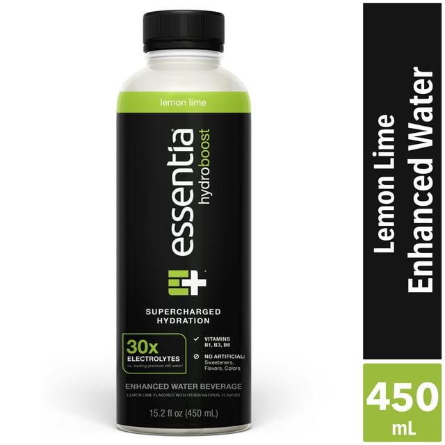 Essentia Hydroboost Enhanced Bottled Water, Lemon Lime, 450 ml, 1 Bottle - Walmart.com