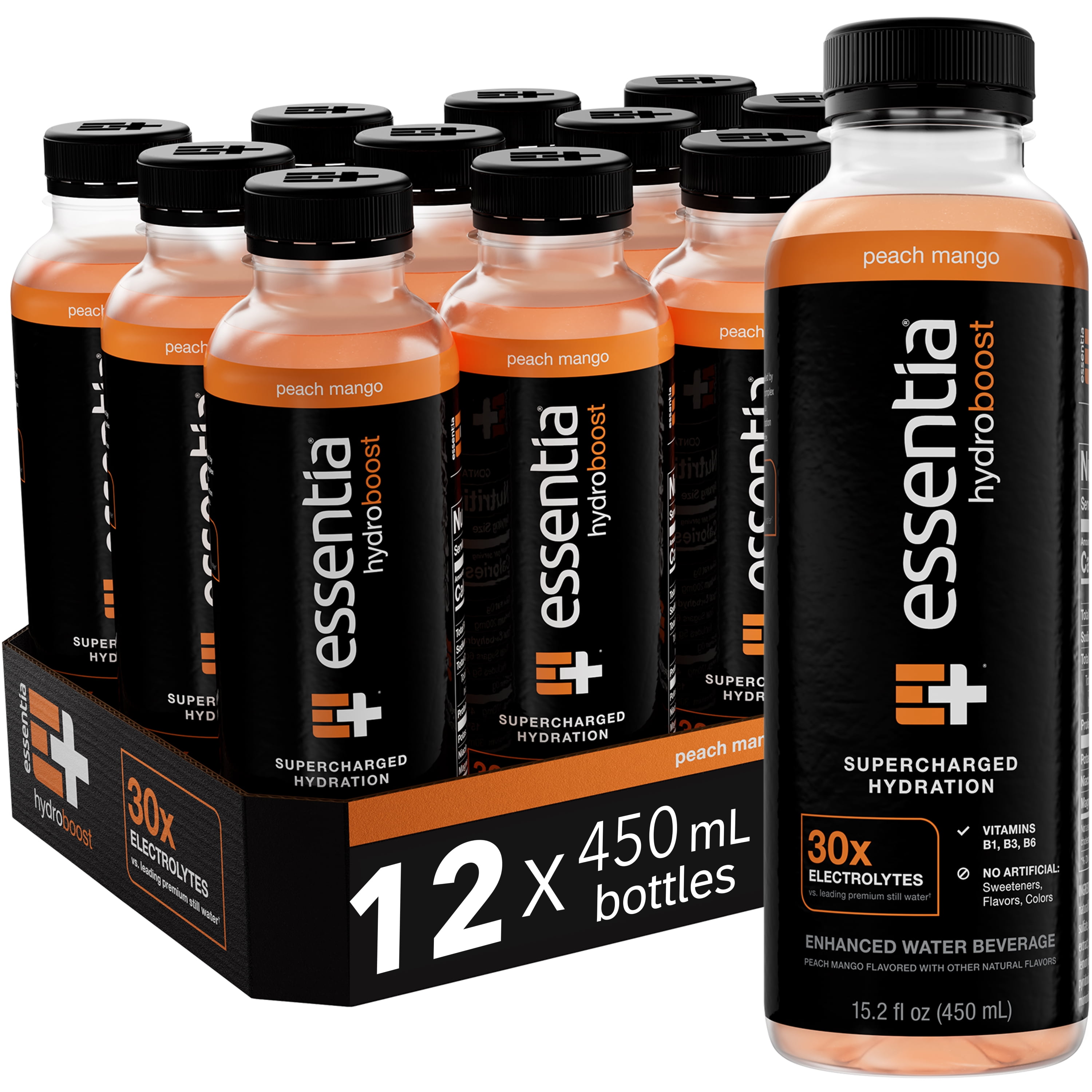 Essentia Hydroboost Enhanced Bottled Water, Peach Mango, 450 ml, 12 Bottles - Walmart Business ...