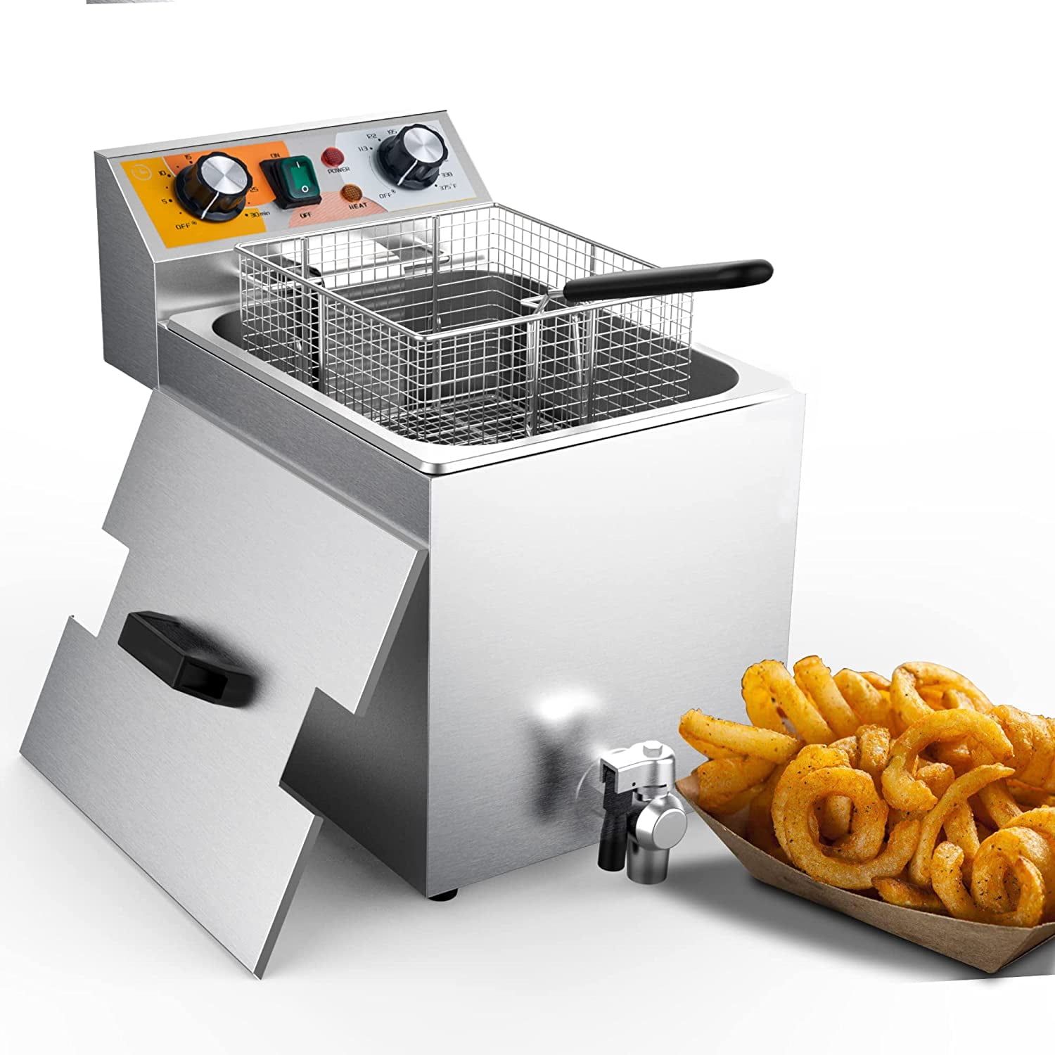 Essential 14 Qt. Electric Countertop Commercial Deep Fryer with 6.8 Qt ...
