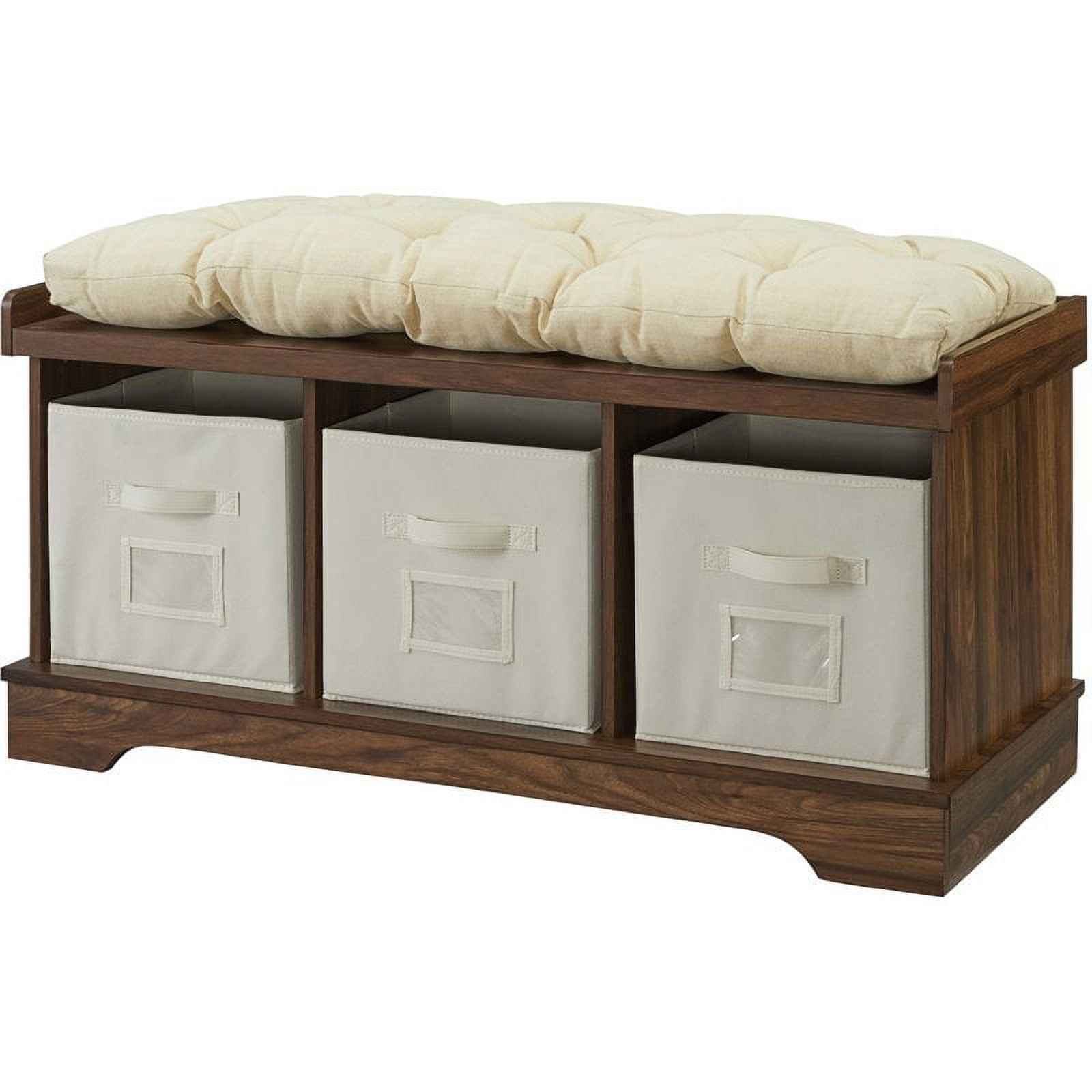 Essential 42" Modern Farmhouse Entryway Storage Bench in Dark Walnut ...