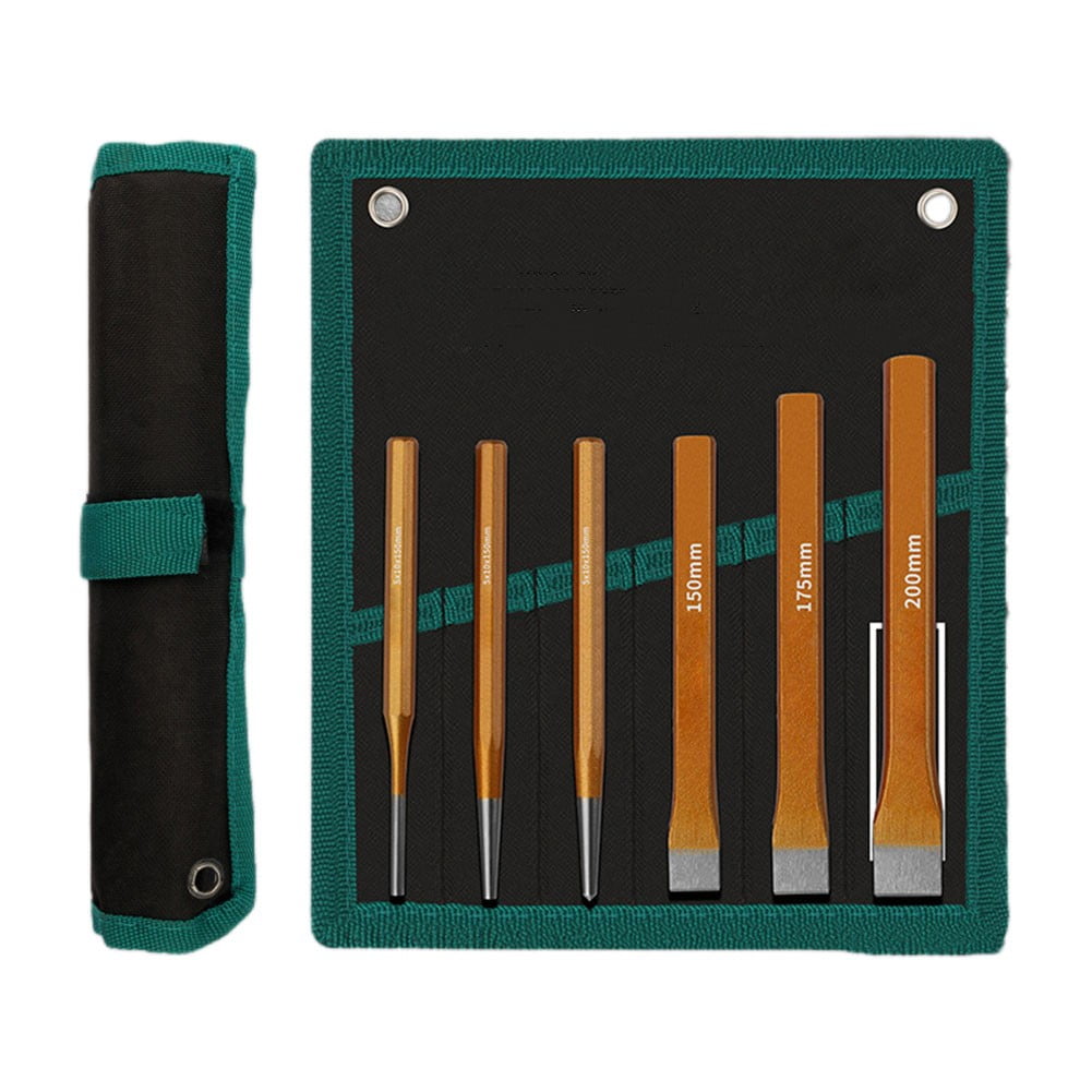 Essential 6 Piece Chisel Kit Flat Center Cylindrical with Carrying Bag ...