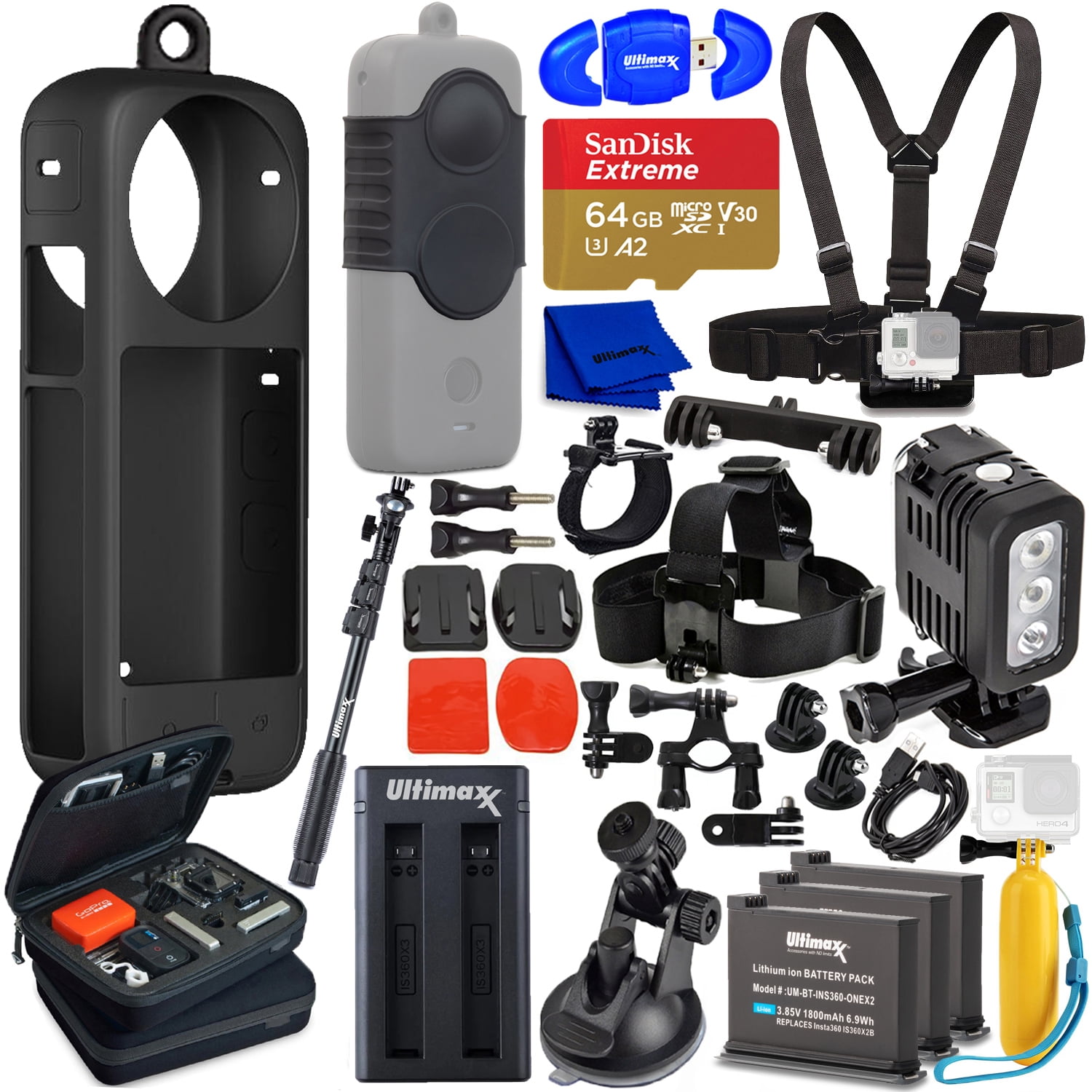 Essential Accessory Bundle for Insta360 ONE X3 Pocket Action Camera ...