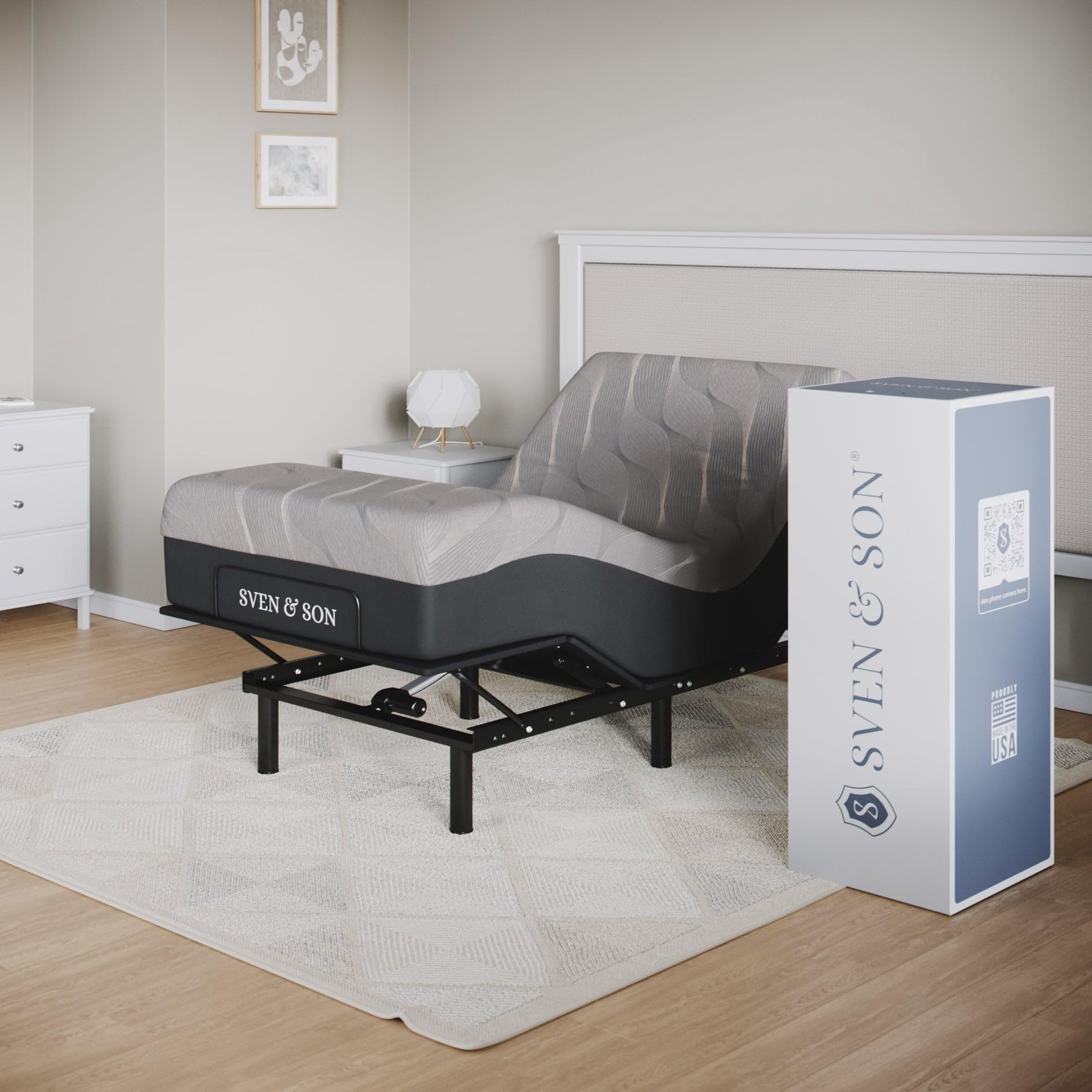 Essential Adjustable Bed Base (Frame) + 12 inch Memory Foam Matt ...