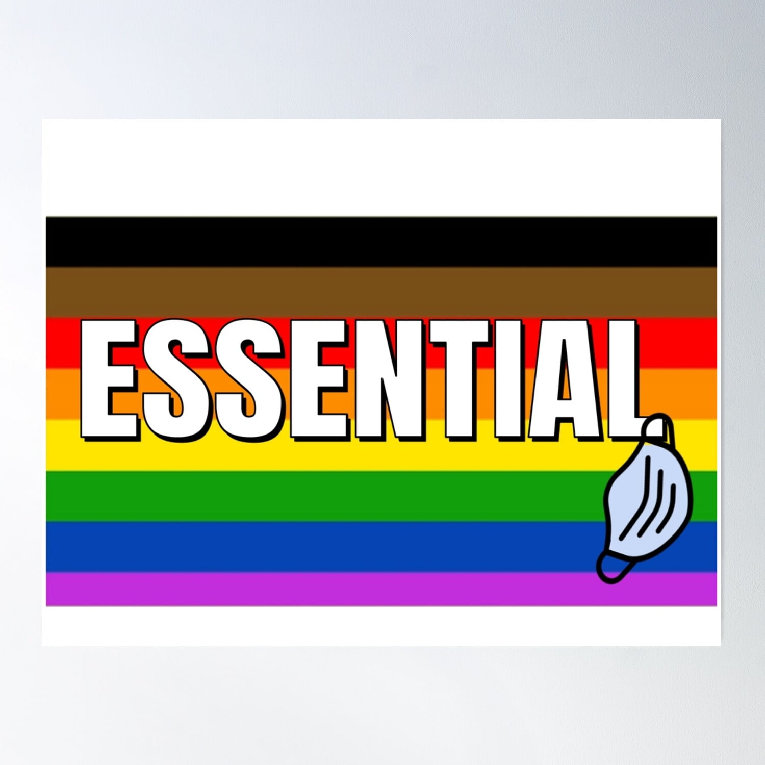 Essential All Inclusive Rainbow Flag With Mask Poster Wall Art, Modern ...