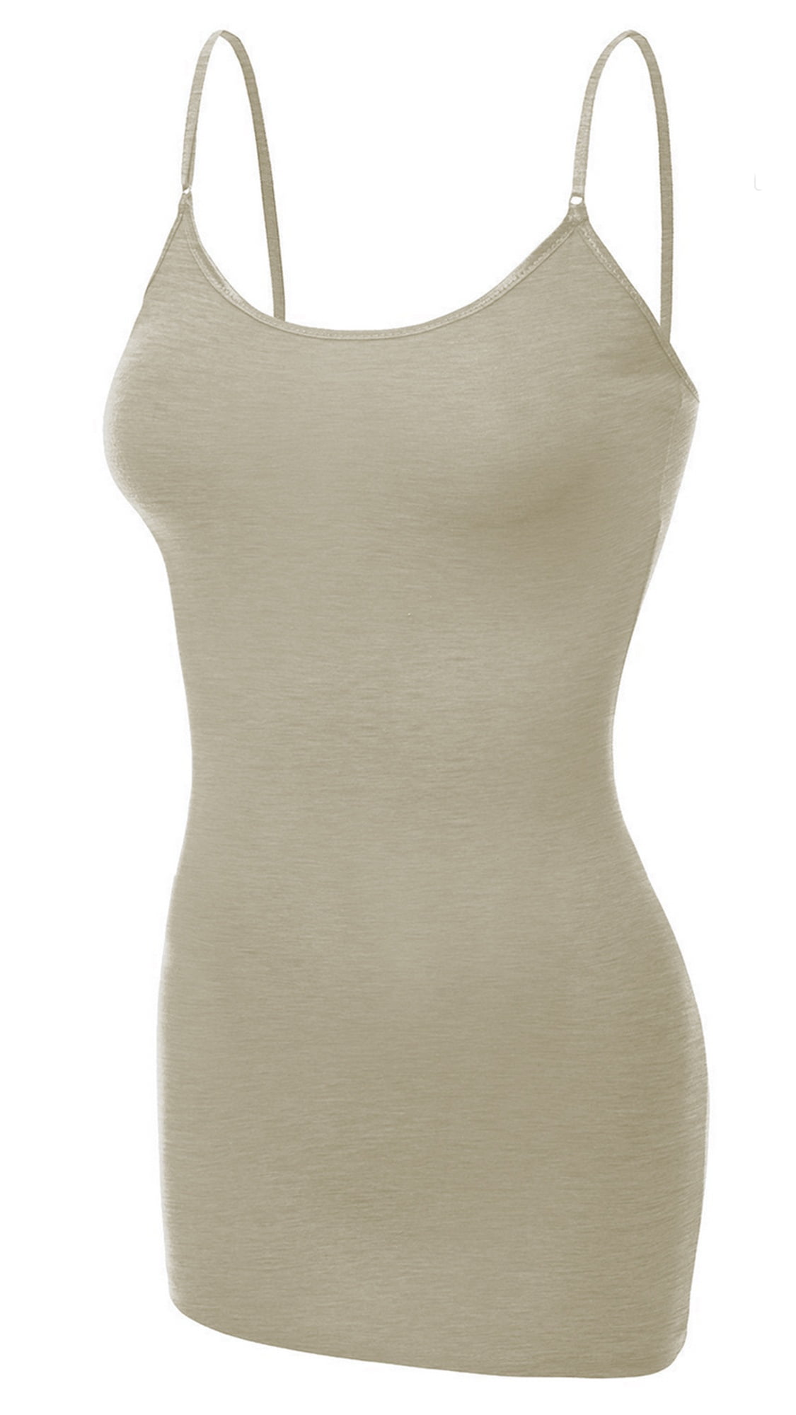 Essential Basic Women Basic Built In Bra Spaghetti Strap Cami Top Tank ...