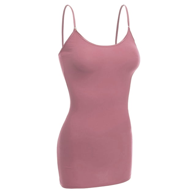 Essential Basic Women Basic Built In Bra Spaghetti Strap Layering Cami ...