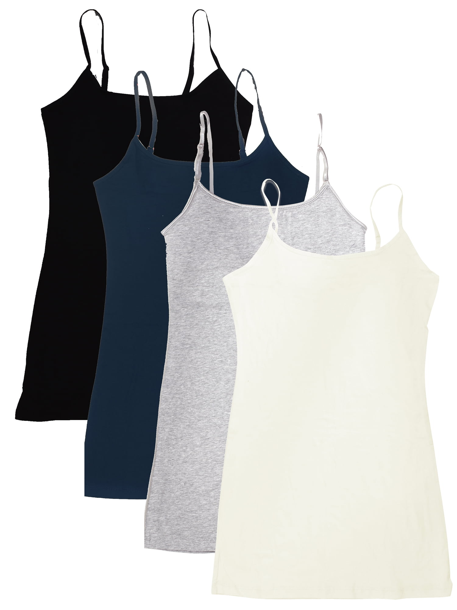 Essential Basic Women Value Pack Long Camisole Cami - Black, Navy, H ...