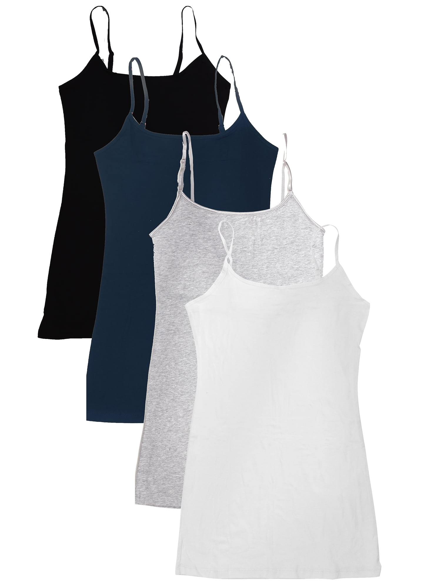 Essential Basic Women Value Pack Long Camisole Cami - Navy, Black, H ...