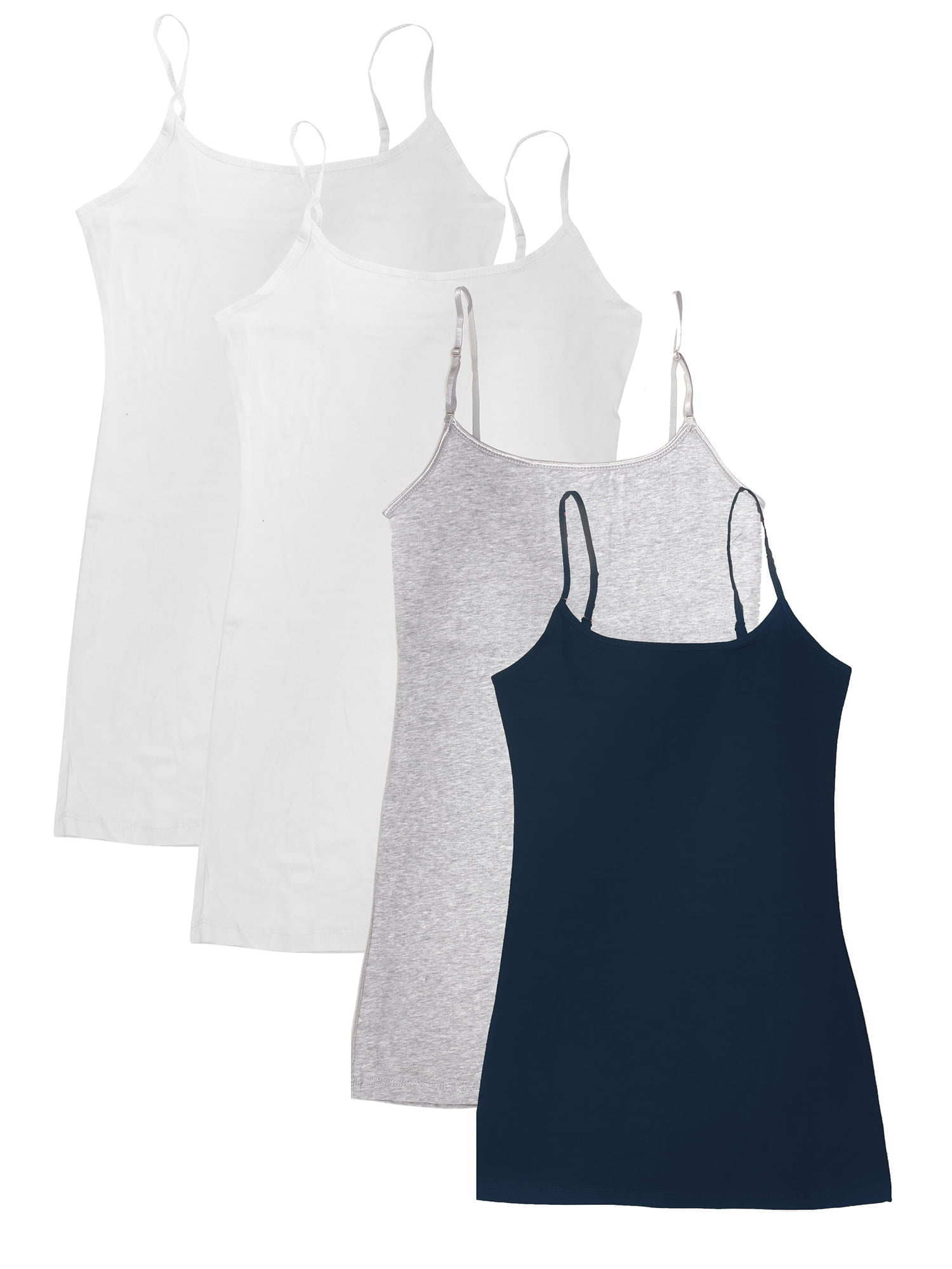 Essential Basic Women Value Pack Long Camisole Cami - White, White, H ...