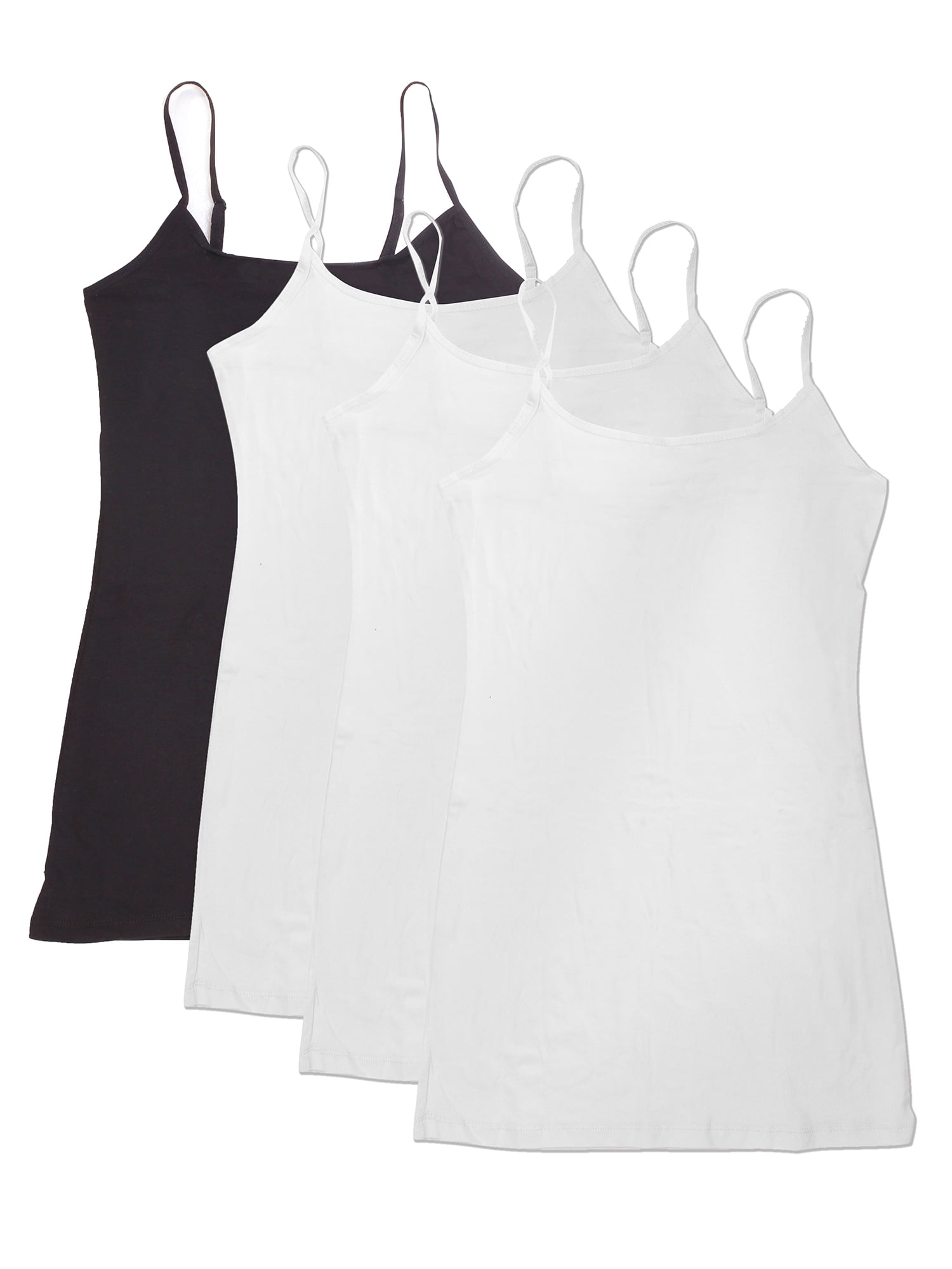 Essential Basic Women Value Pack Long Camisole Cami - White, White ...