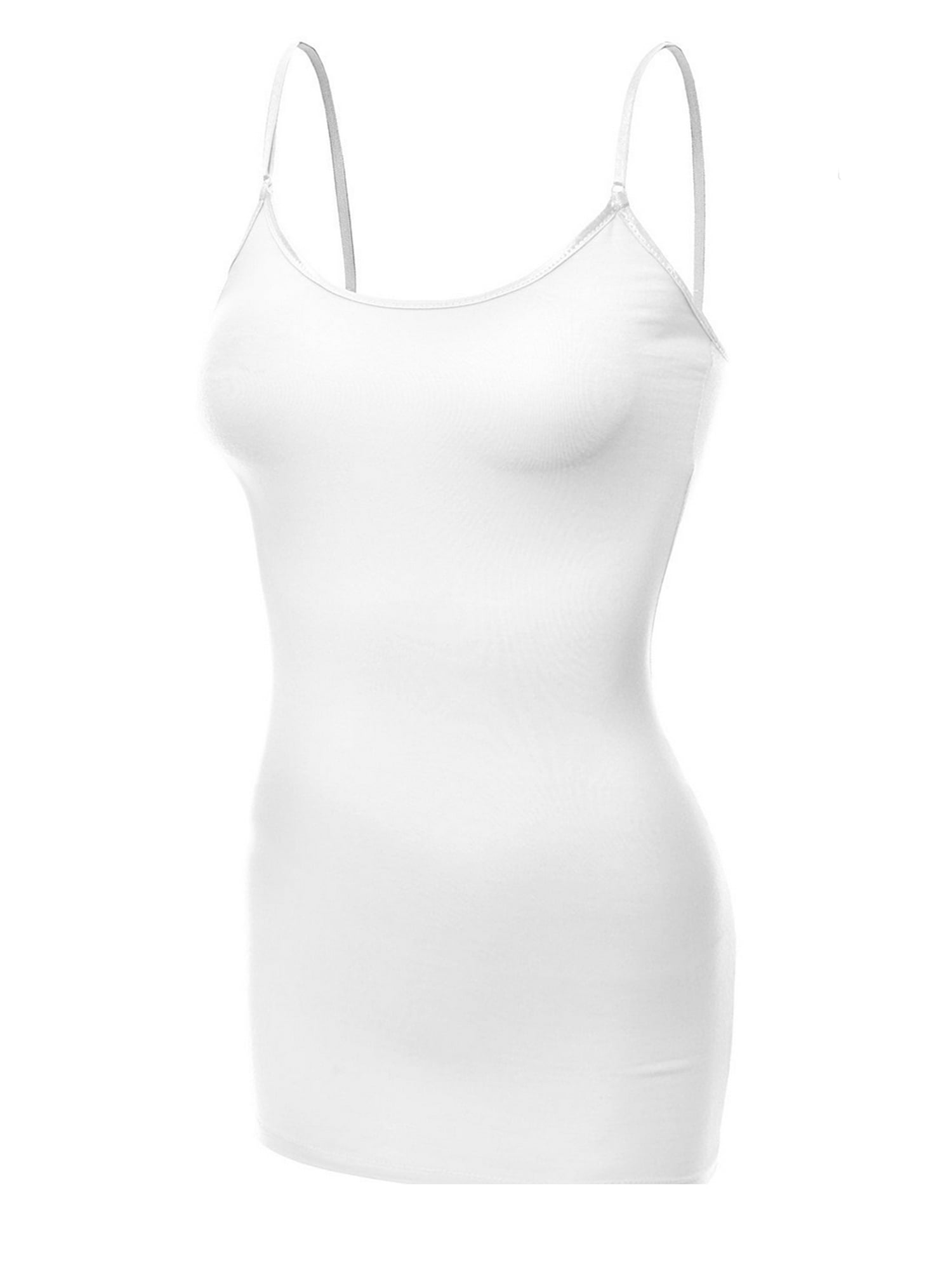 Essential Basic Women's 2XL Long Cami Top - Spaghetti Strap Cotton Tank ...