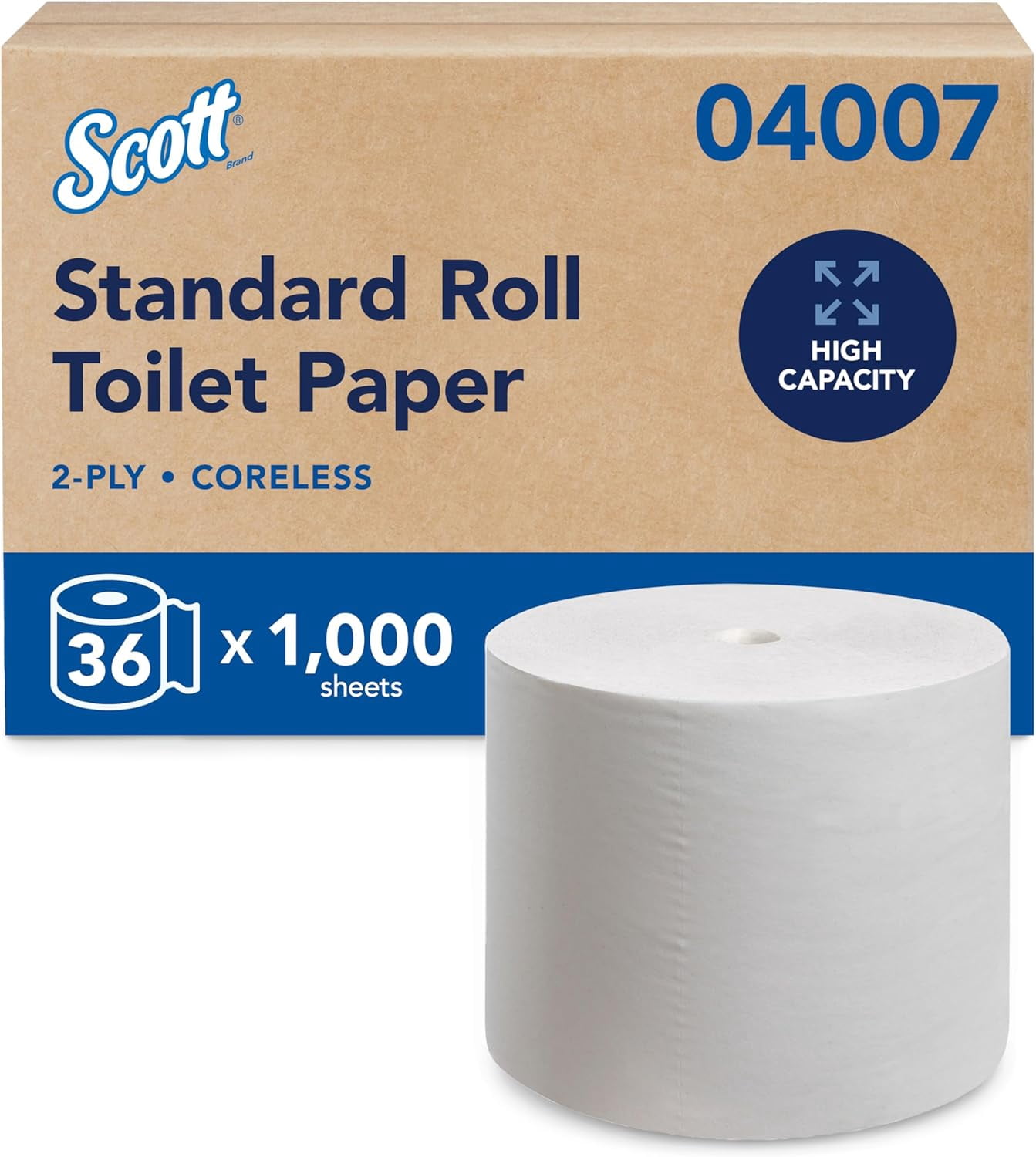 Essential Coreless High-Capacity Standard Roll Toilet Paper, Bulk ...