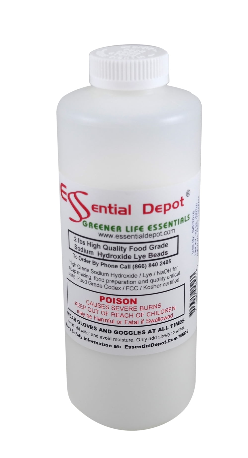 Essential Depot Pure Lye Drain Cleaner/Opener, 2 lbs. Food Grade Sodium ...
