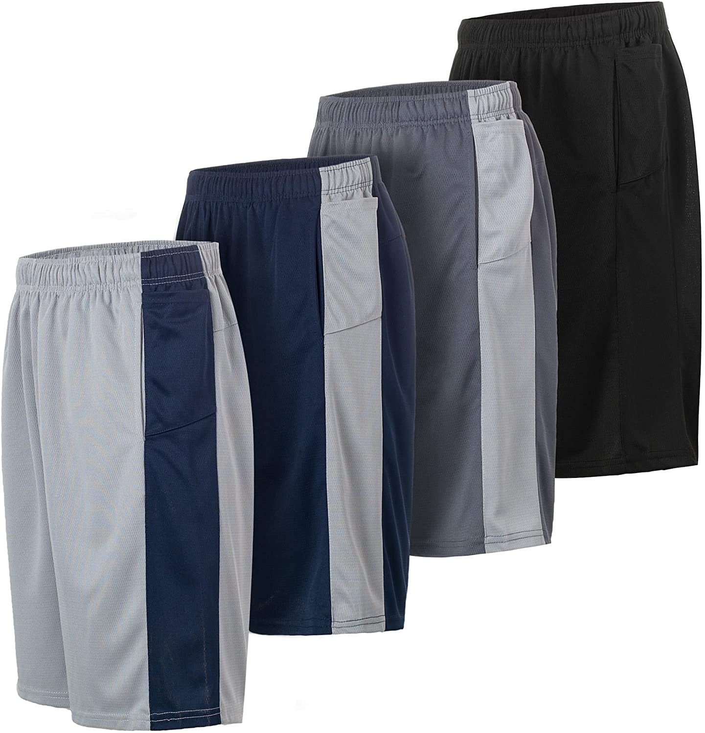 Essential Elements Men's Active Performance Athletic Shorts, 4 Pack ...