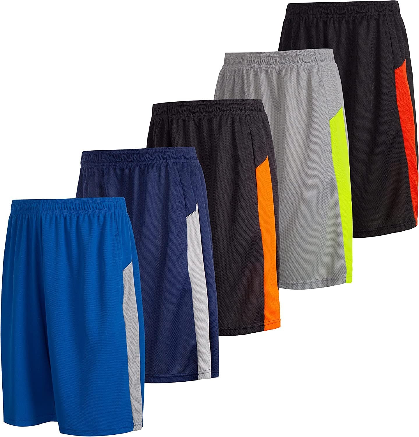 Essential Elements 5 Pack: Boys Youth Athletic Active Sports Gym Basketball Shorts with Pockets ...