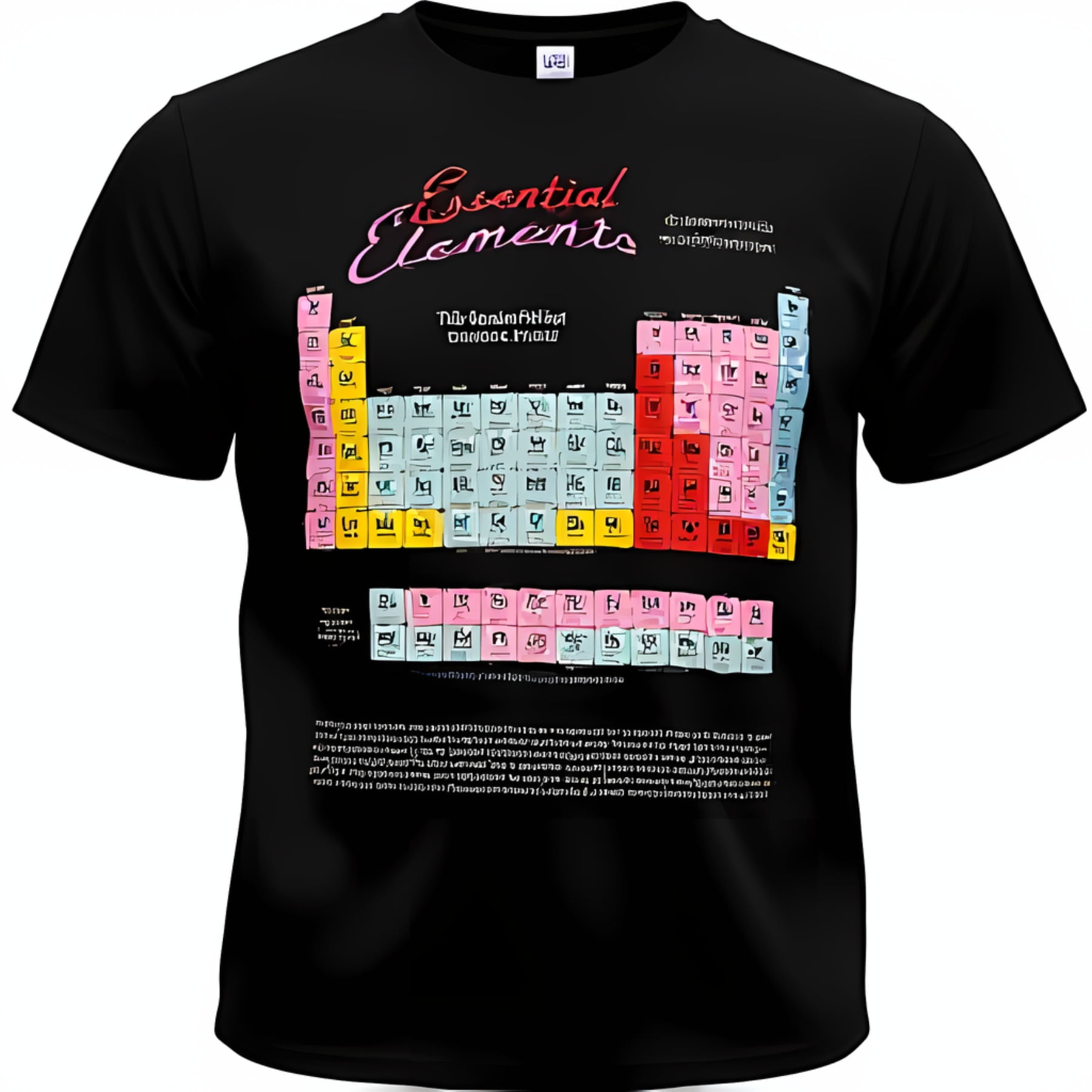 Essential Elements Black T-Shirt with Colorful Periodic Table Design - Walmart.com