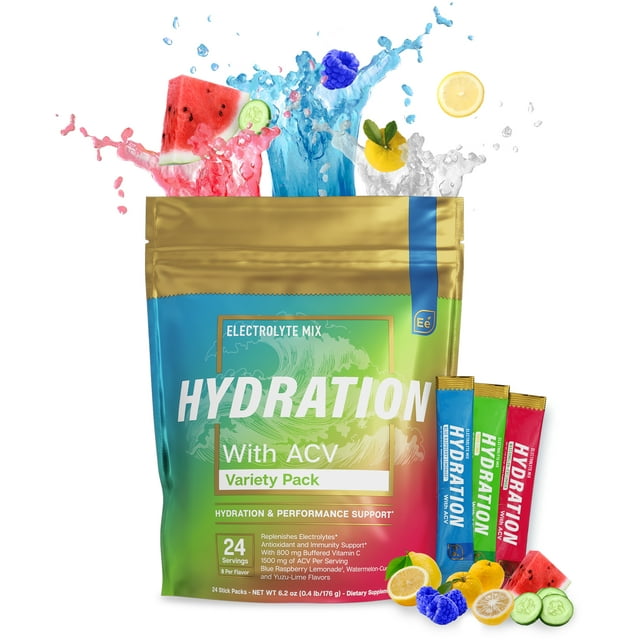 Essential Elements Hydration Electrolyte Powder, 24 Variety Stick Packs ...