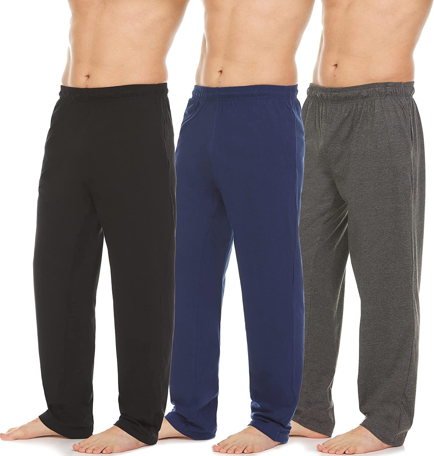 Essential Elements Men's Sleep Drawstring Loungewear - 3 Pack Elastic ...