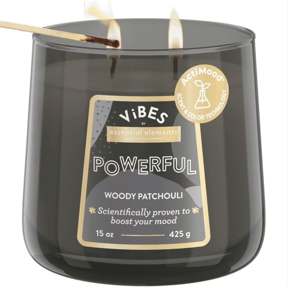 Candle-Lite ViBES Woody Patchouli Mood-Enhancing Scented Candles, 15 oz ...