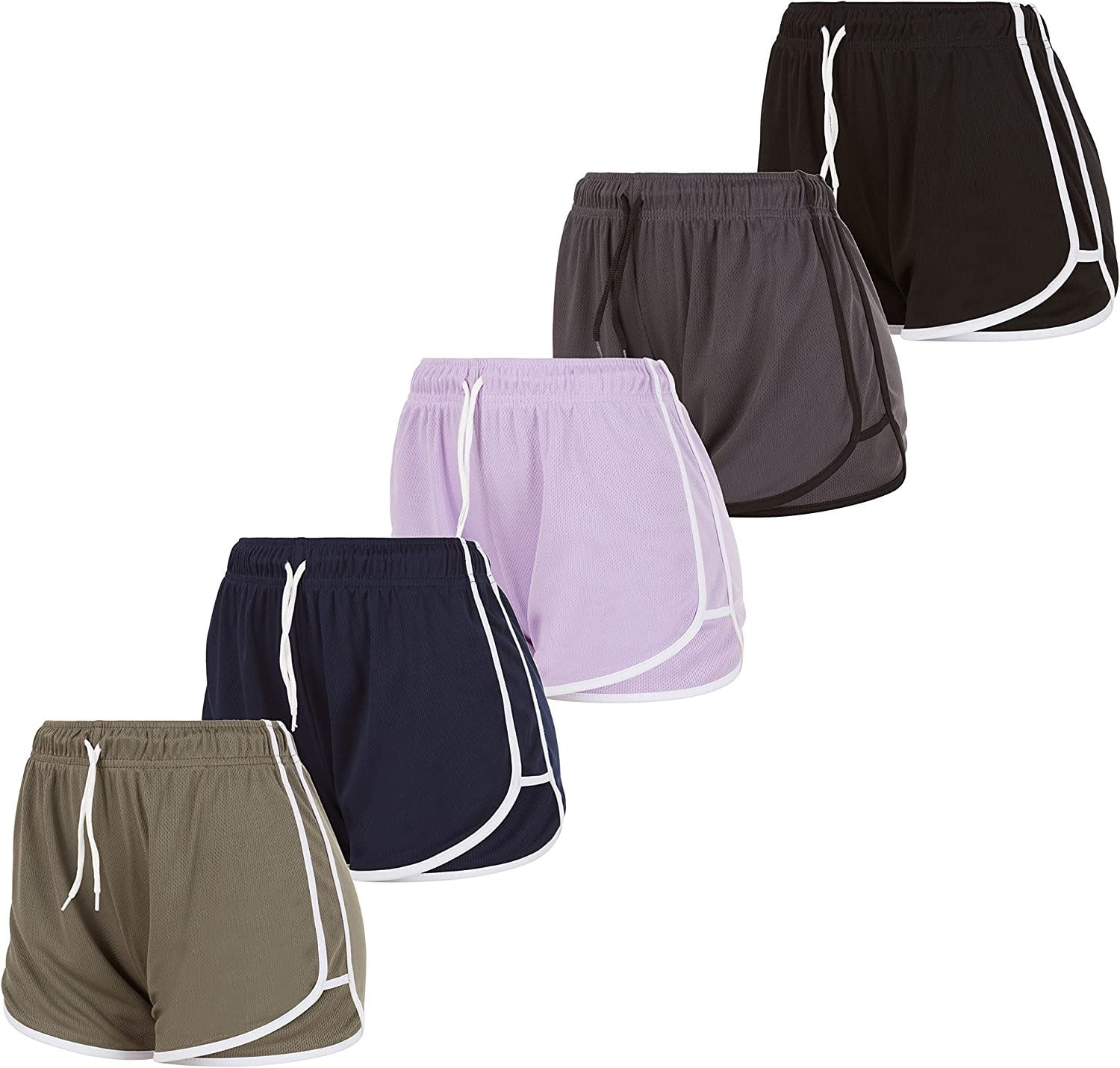 Essential Elements Women's Athletic Stretch Exercise Shorts - 5-Pack ...