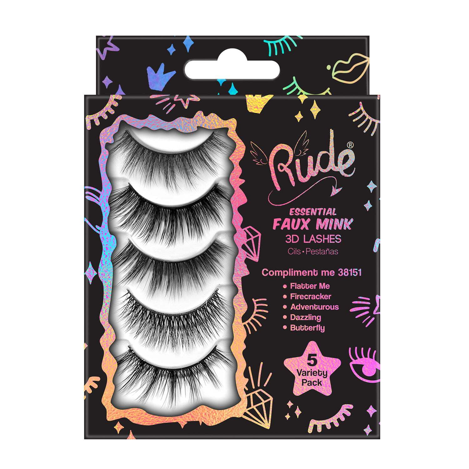 Essential Faux Mink 3D Lashes - Compliment Me by Rude Cosmetics for ...
