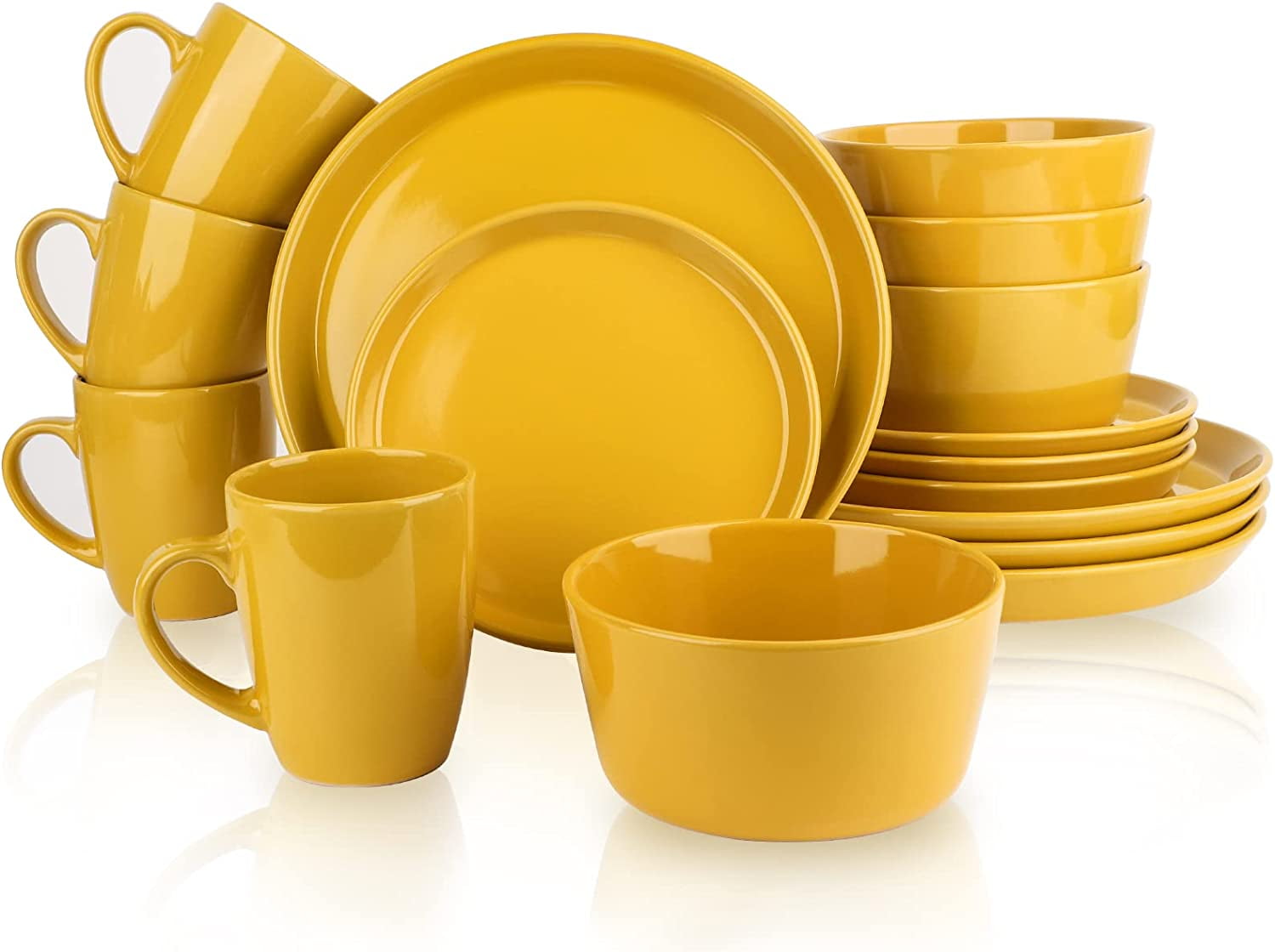 Essential Kitchen Set, Black & Red Bowls and Plates for 4 Persons 16 ...