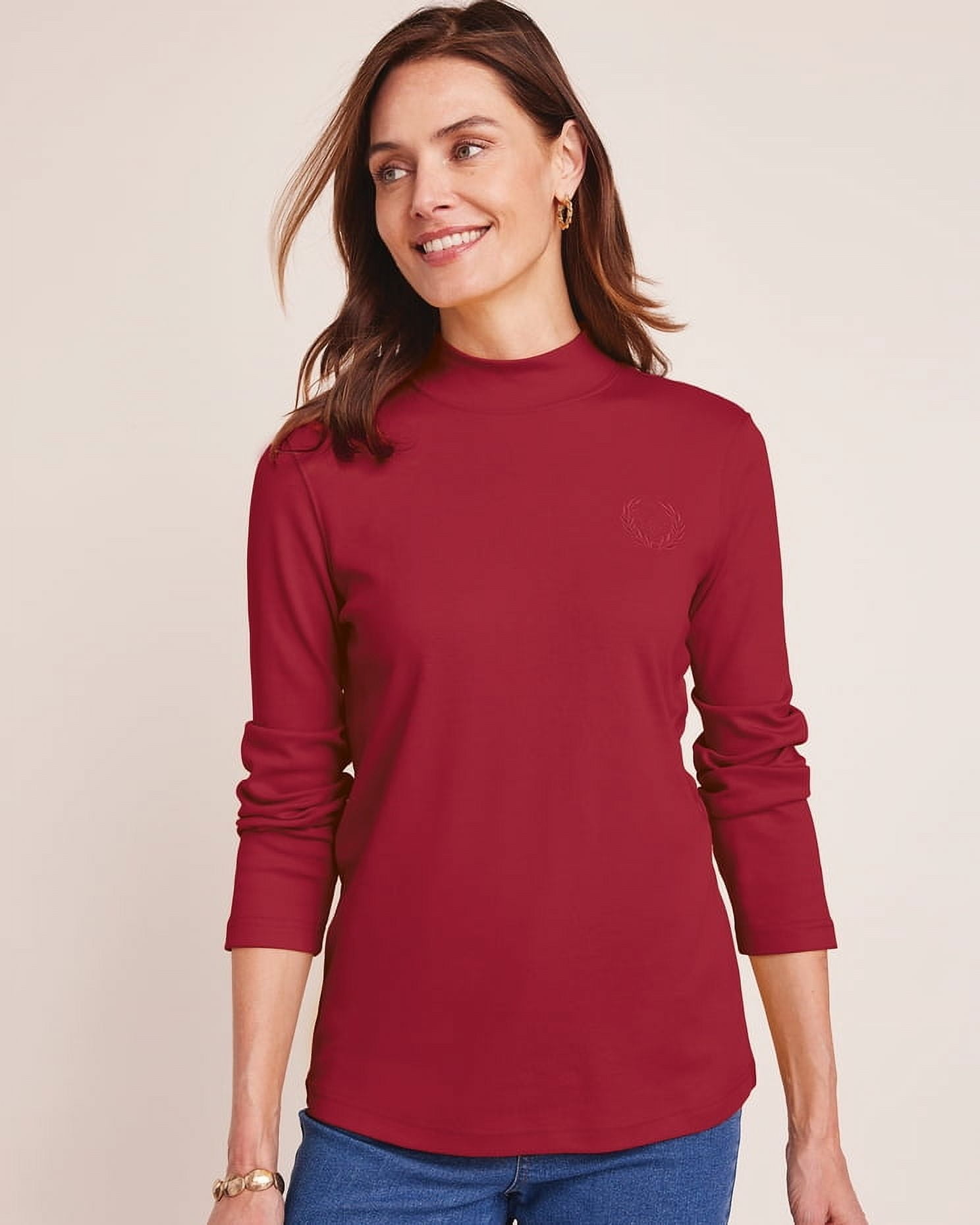 Blair Essential Knit Long Sleeve Mock Top - Walmart.com
