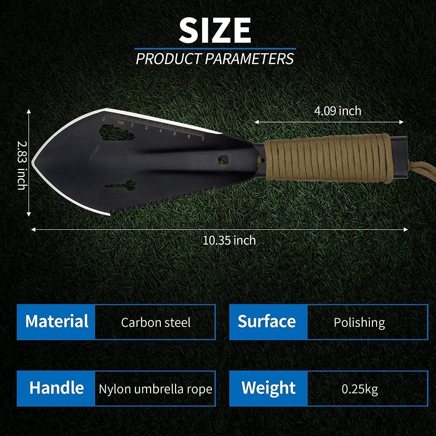 Essential Lightweight Compact Black Mini Garden Digging Spade Shovel ...