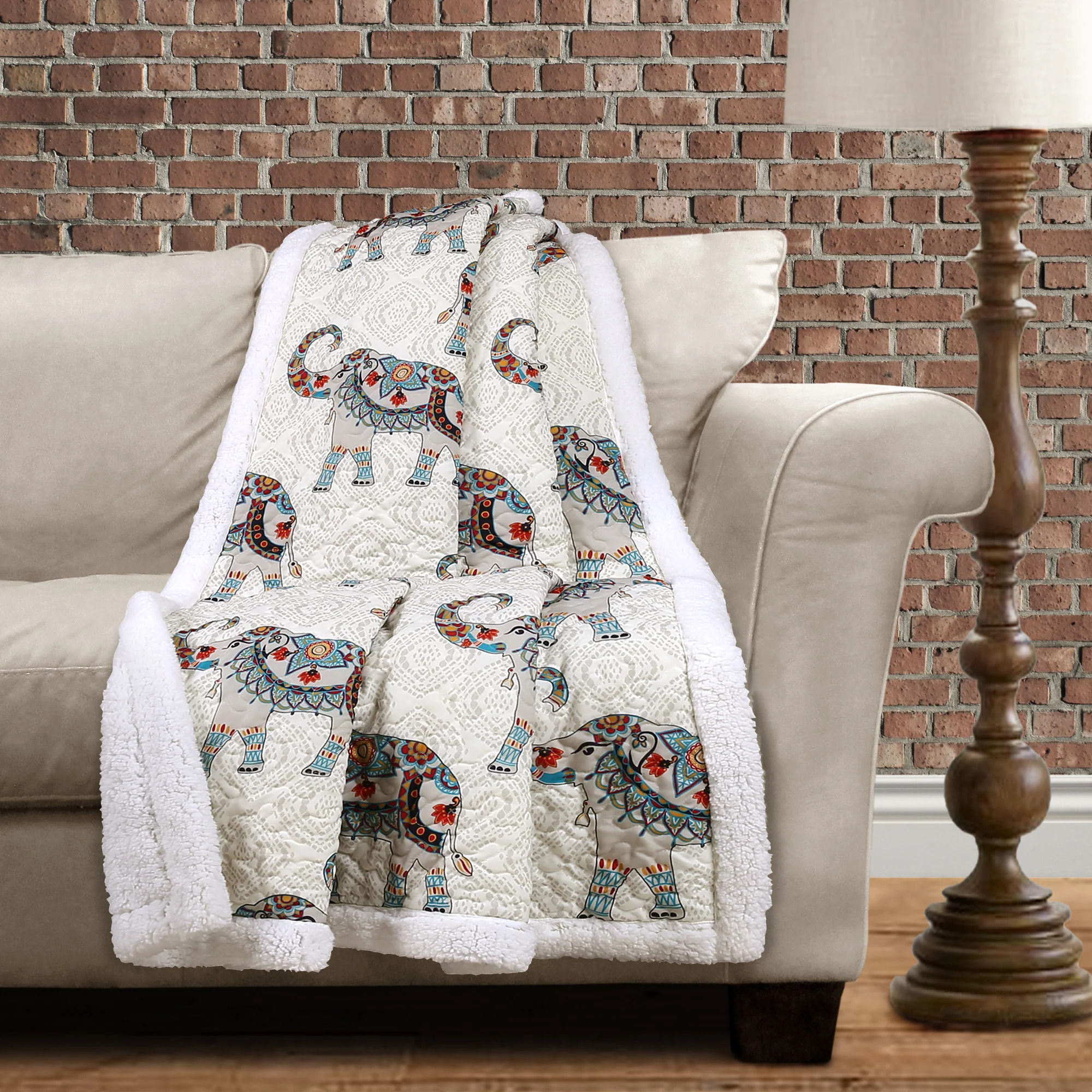 Essential Living Hati Elephants Soft Sherpa Throw Blanket - Walmart.com