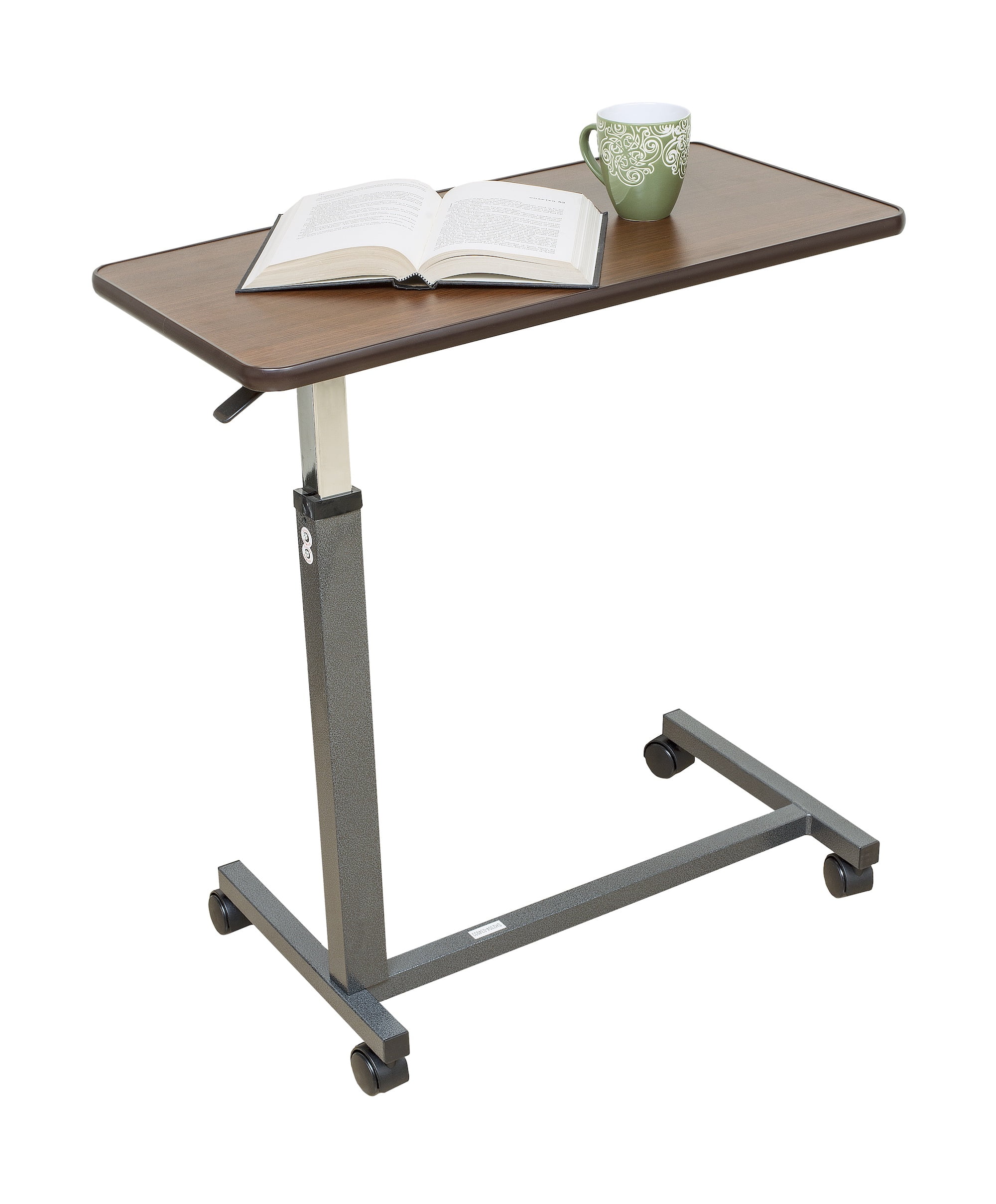 Essential Medical Supply Height Adjustable Overbed Table with Wood ...