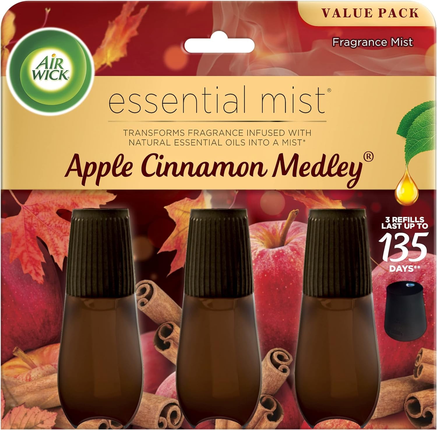 Essential Mist Refill, 3 ct, Apple Cinnamon Medley, Essential Oils ...